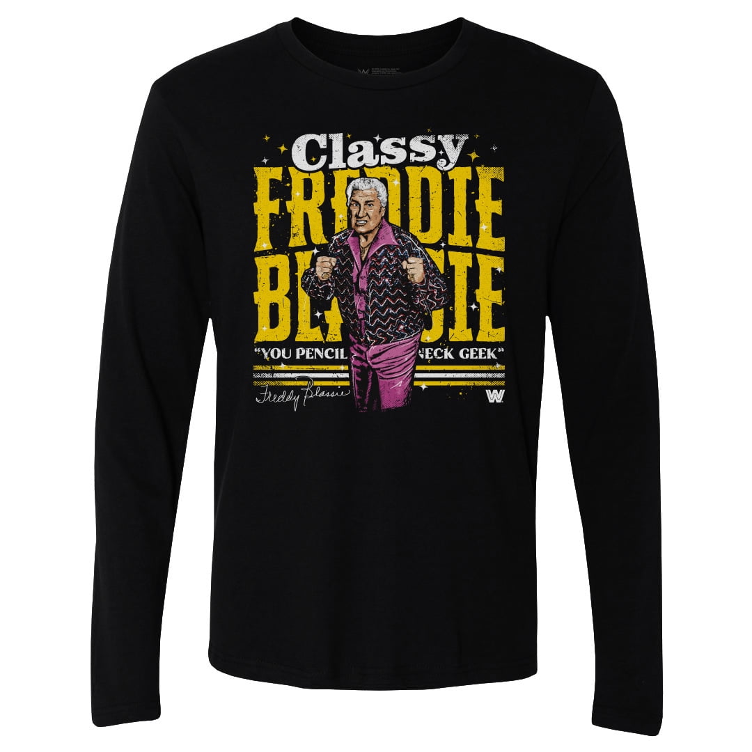 Men's-500 Level Black Classy Freddie Blassie Pencil Neck Long Sleeve T ...
