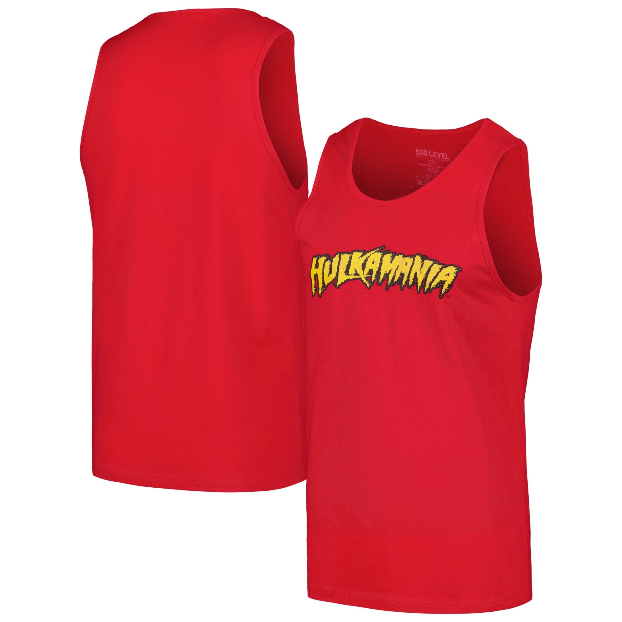 Men's 500 Level Red Hulk Hogan Hulkamania Logo Scoop Neck Tank Top ...