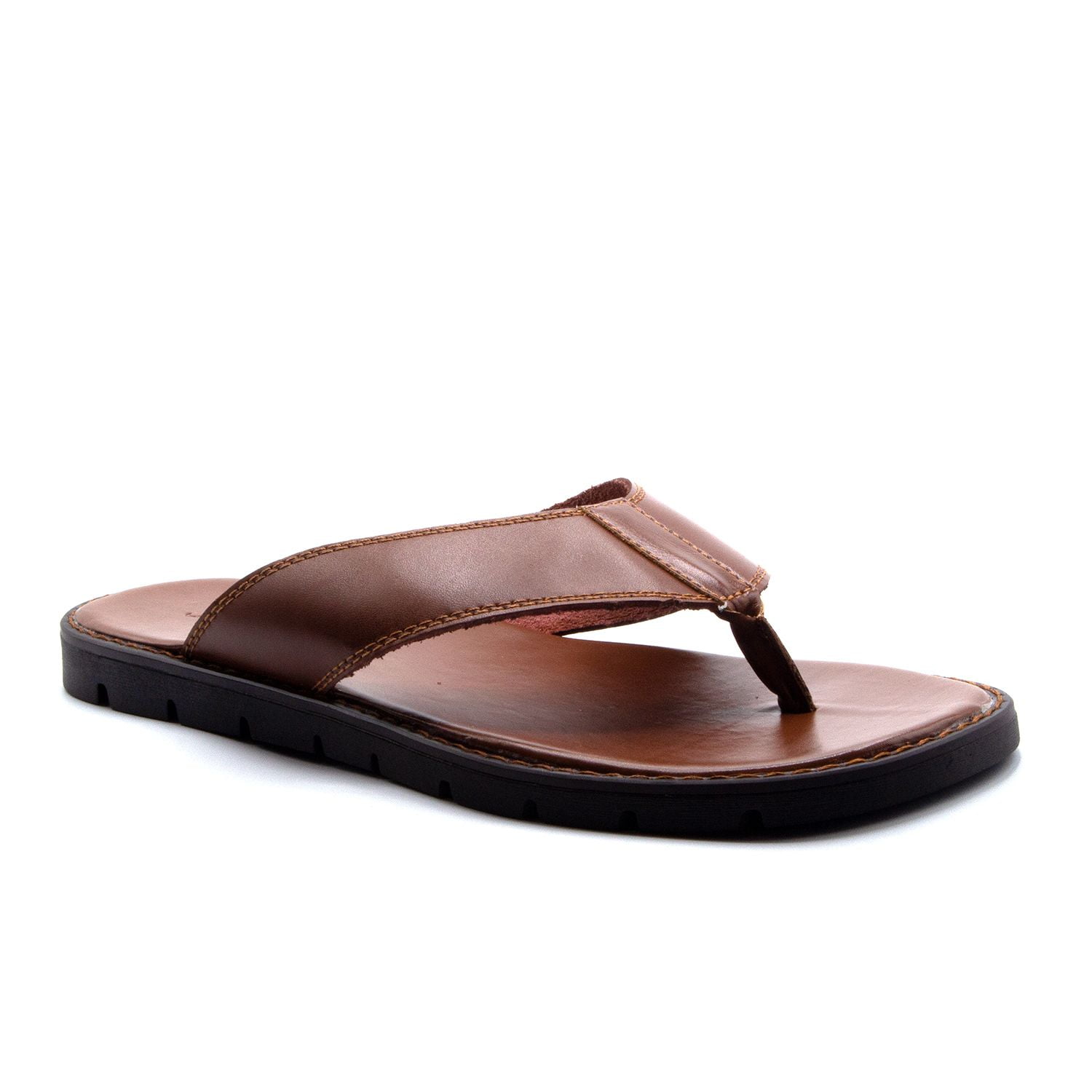 Men's 56311 Leather Slip On Open Toe Strap Roman Flip Flop Dress ...