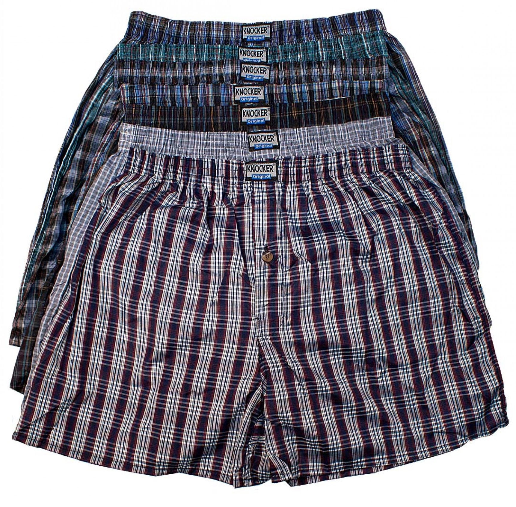Men's 6 Pair Plaid Boxer Shorts Underwear Pack - Walmart.com