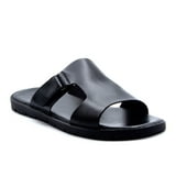 Men's 69213 Leather Slip On Open Toe Chunky Strap Slides Flip Flop ...