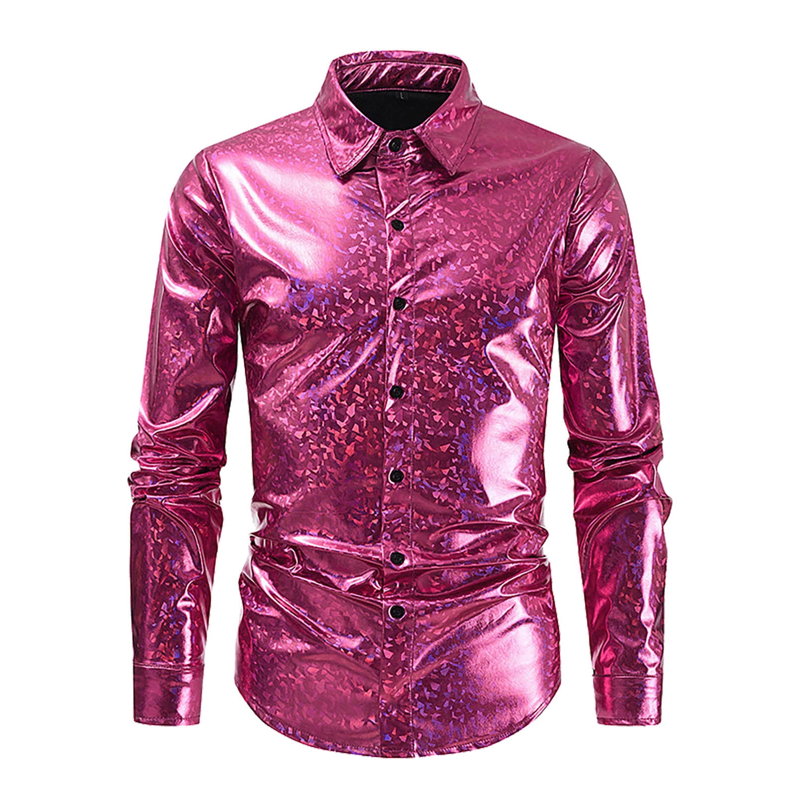 Men's 70s Disco Shirts Luxury Metallic Sequins Button Down Long Sleeve ...