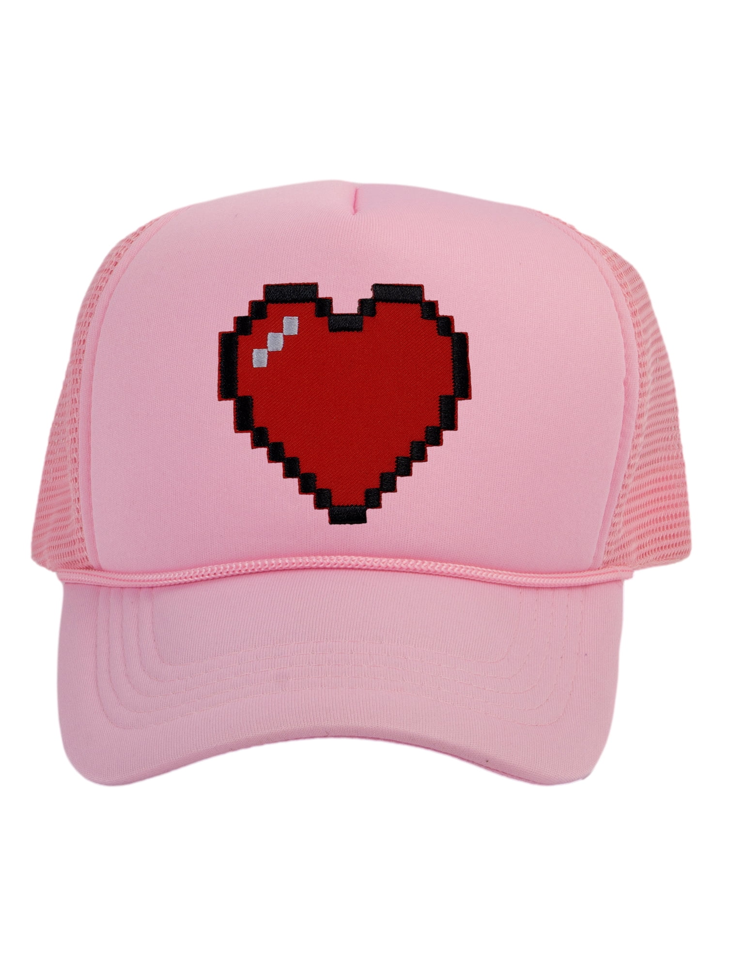 Men's 80's Retro Large 8 Bit Pixelated Heart Gamer Trucker Hat, Light ...