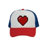 Men's 80's Retro Large 8 Bit Pixelated Heart Gamer Trucker Hat, White ...