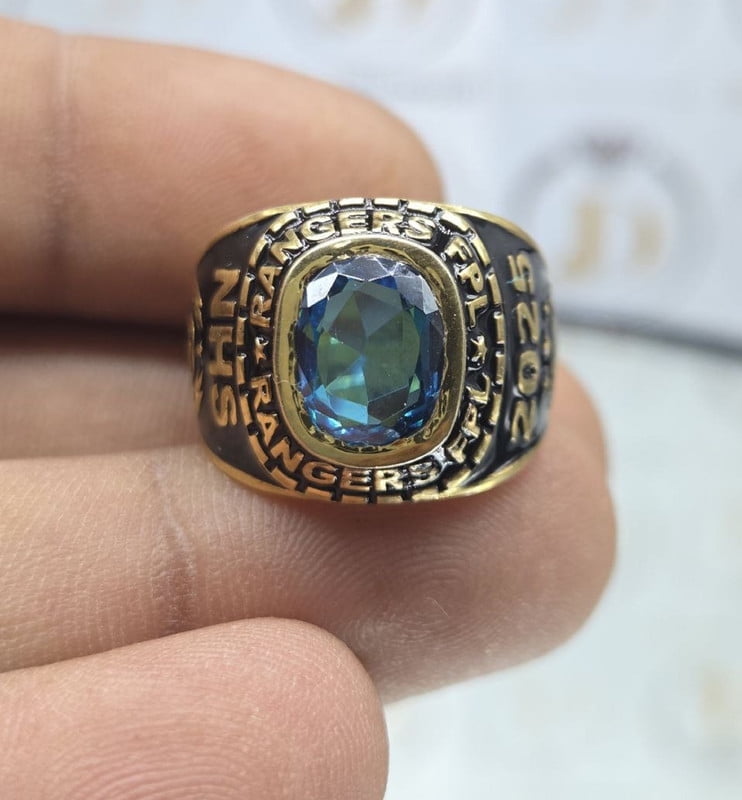 Men's 925 Sterling Silver Oval GemStone Custom High School Class Ring ...