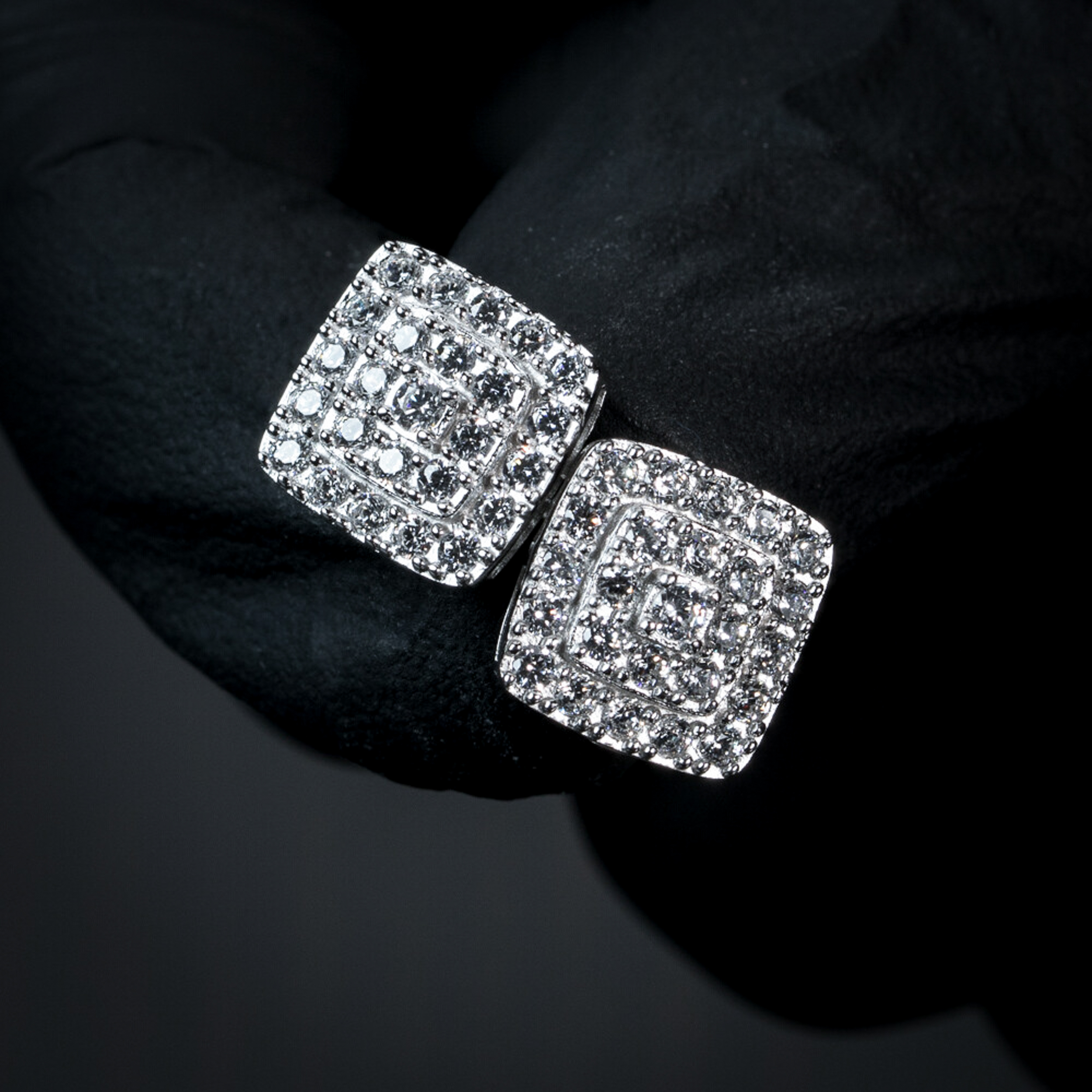 Primal Silver Sterling Silver 10mm Square Snap Set Cubic Zirconia Stud ...