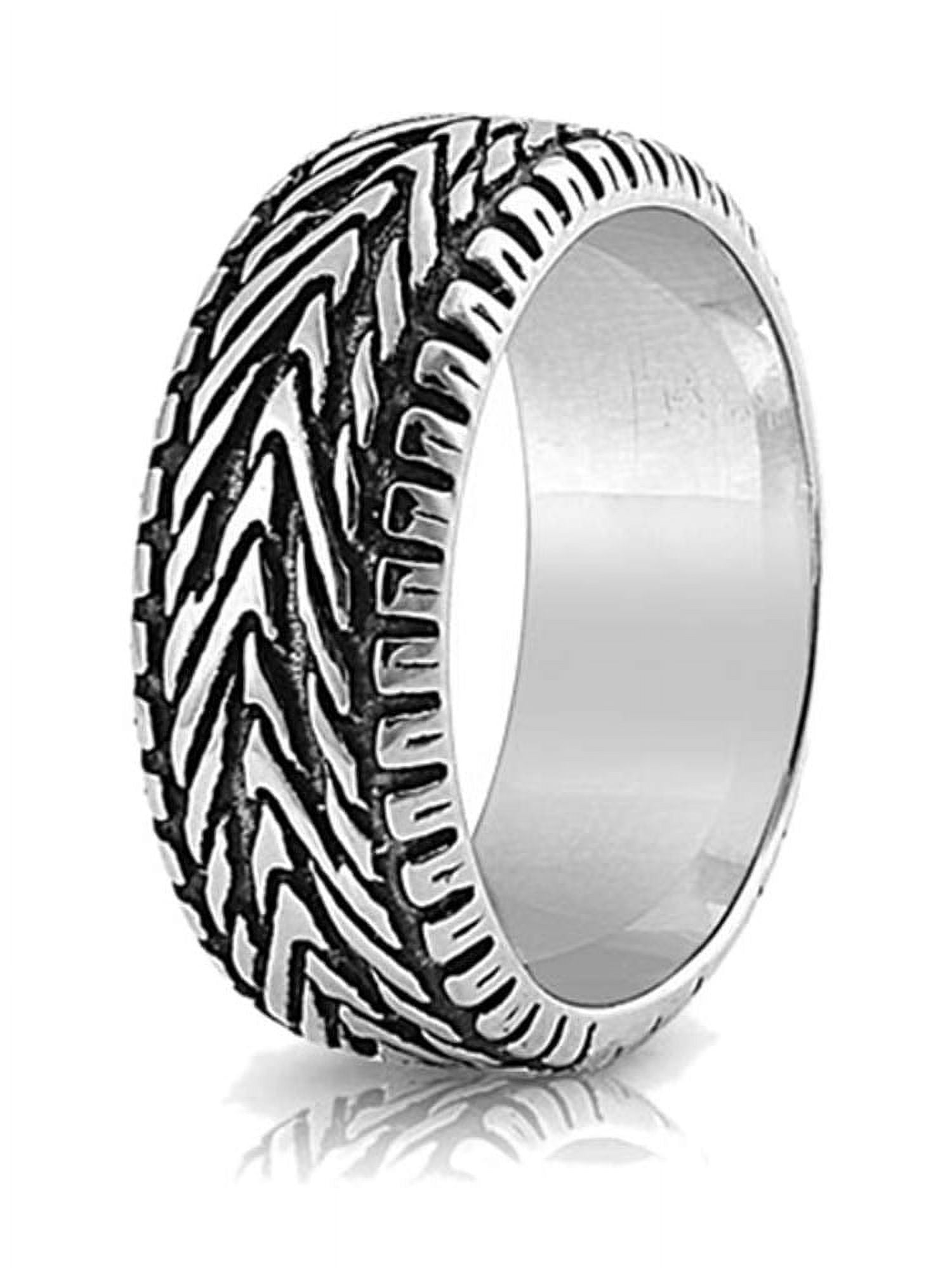 Men's 9MM Stainless Steel High Polish Oxidized Tire Ring (Size 8 to 15 ...