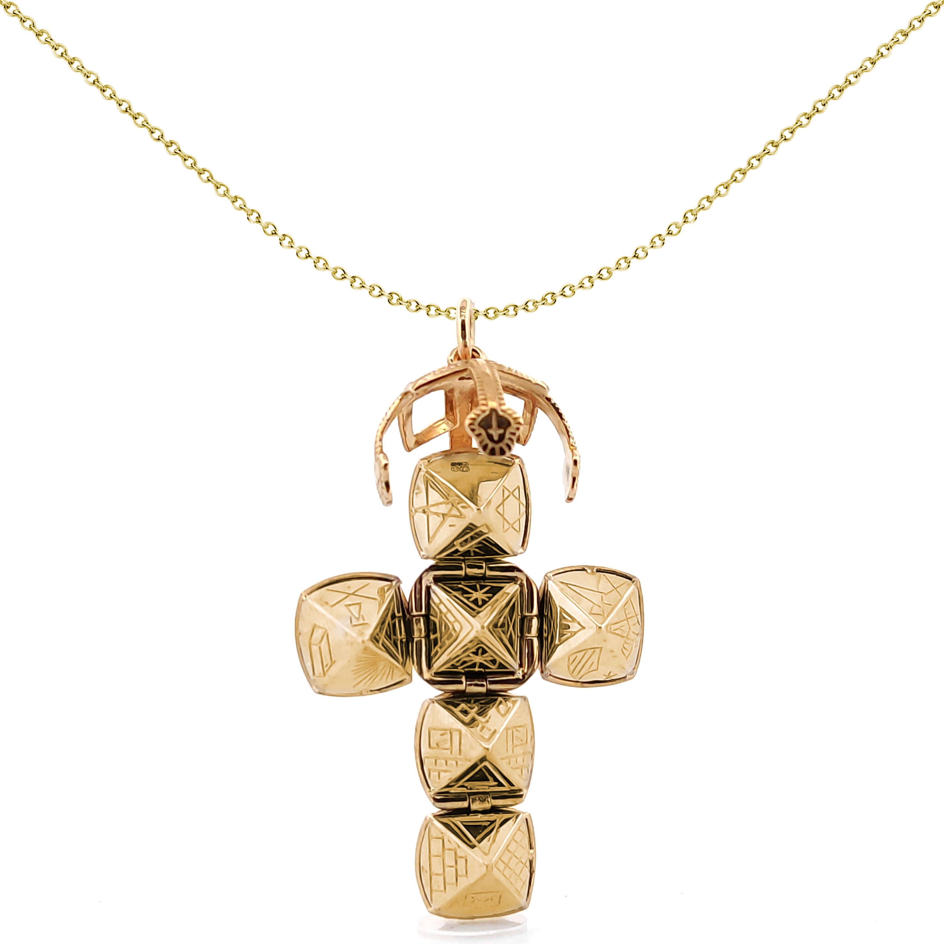 Men's 9ct Gold Jewelco London Large Globe Cross Masonic 16mm Orb Ball ...