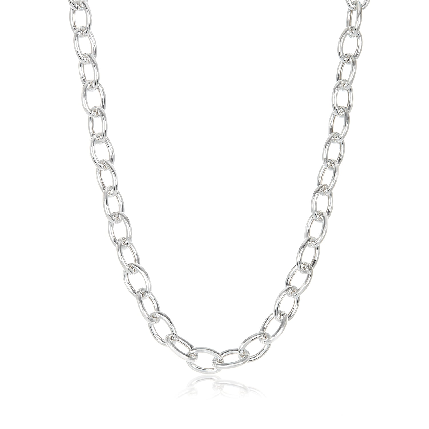 Men's 9mm Solid .925 Sterling Silver Cable Choker Chain Necklace, 20 ...