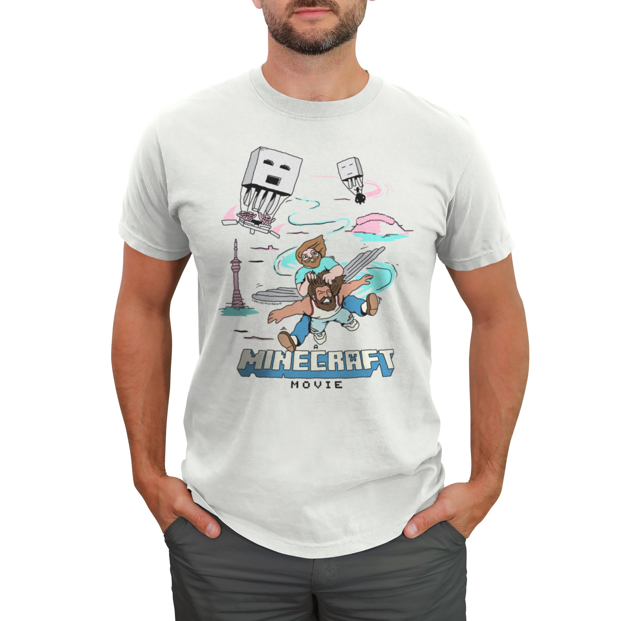Men's A Minecraft Movie Garrett and Steve Fly Faster Sketch Graphic T ...