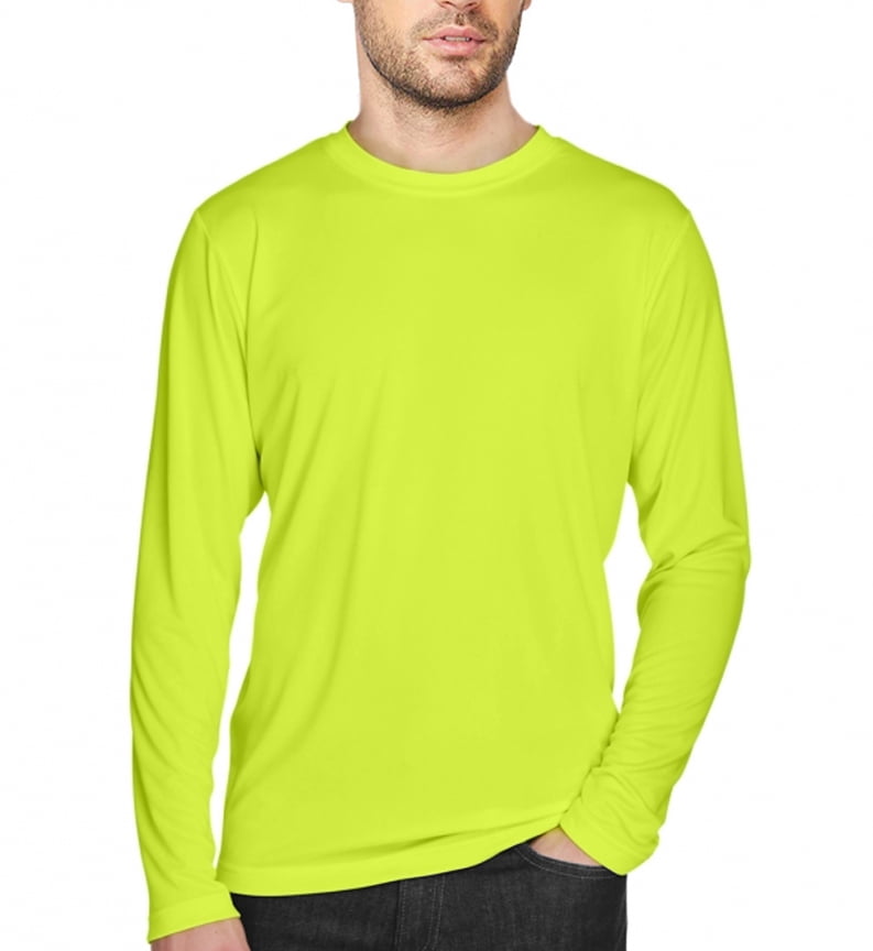 Men's ANSI/ISEA Safety Work Construction Performance Long-Sleeve Neon T ...