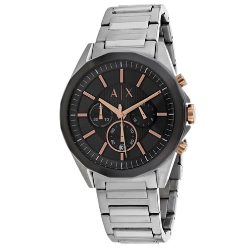 Men's AX2606 Silver Stainless-Steel Quartz Dress Watch - Walmart.com