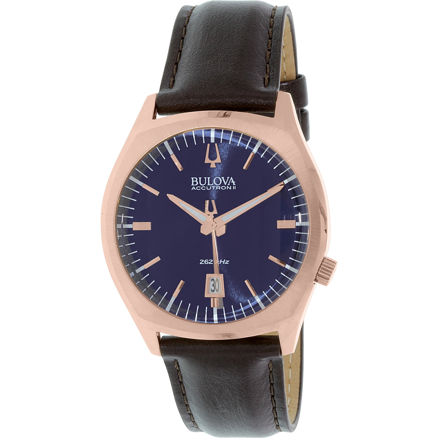 Men's Accutron Ii 97B133 Brown Leather Quartz Dress Watch - Walmart.com