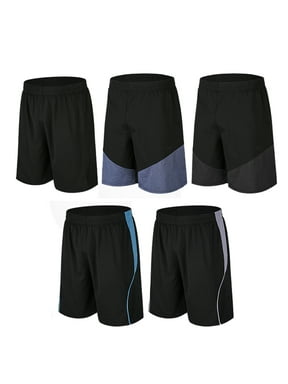 BUYJYA Men's 5-Piece Cooling Mesh Athletic Shorts Set with Zipper ...