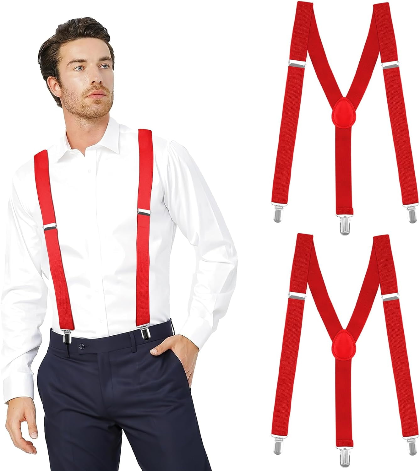 Men's Adjustable Suspenders with Elastic Straps Y-Back,Hiking ...
