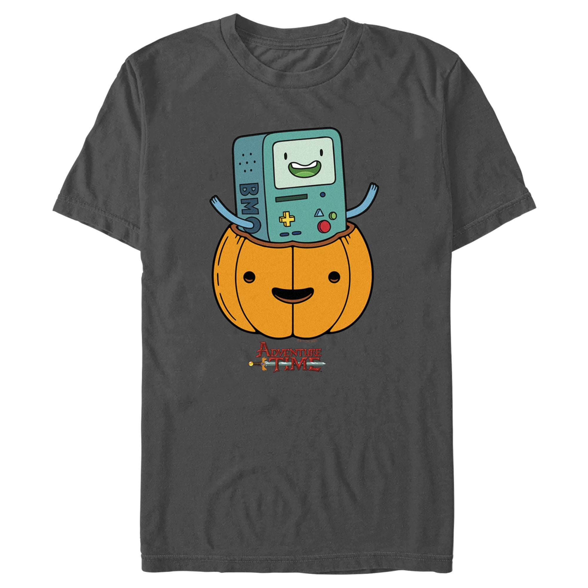 Men's Adventure Time Halloween BMO Jack-o'-lantern Graphic Tee Charcoal ...
