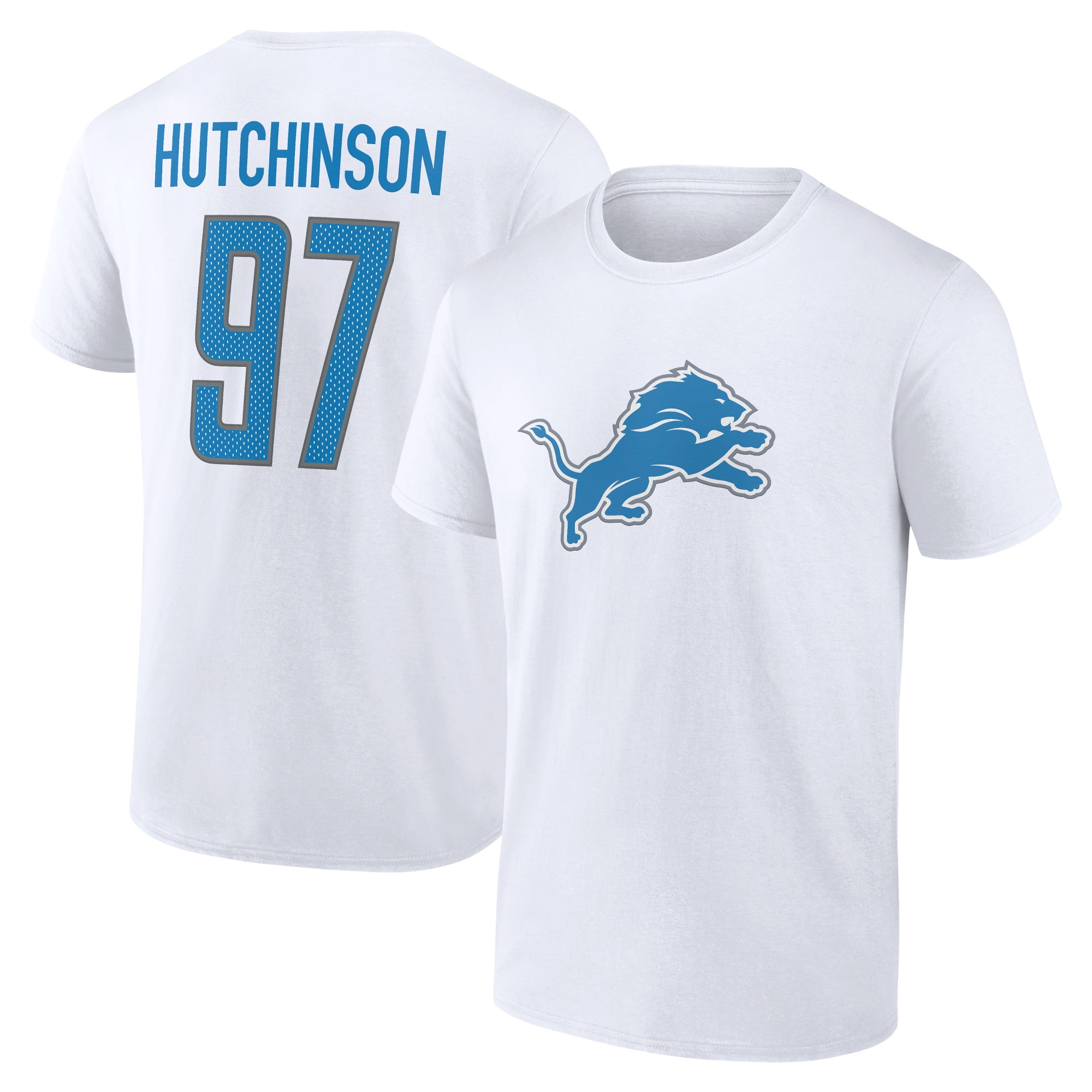 Men's Aidan Hutchinson White Detroit Lions Icon Player Name & Number T ...