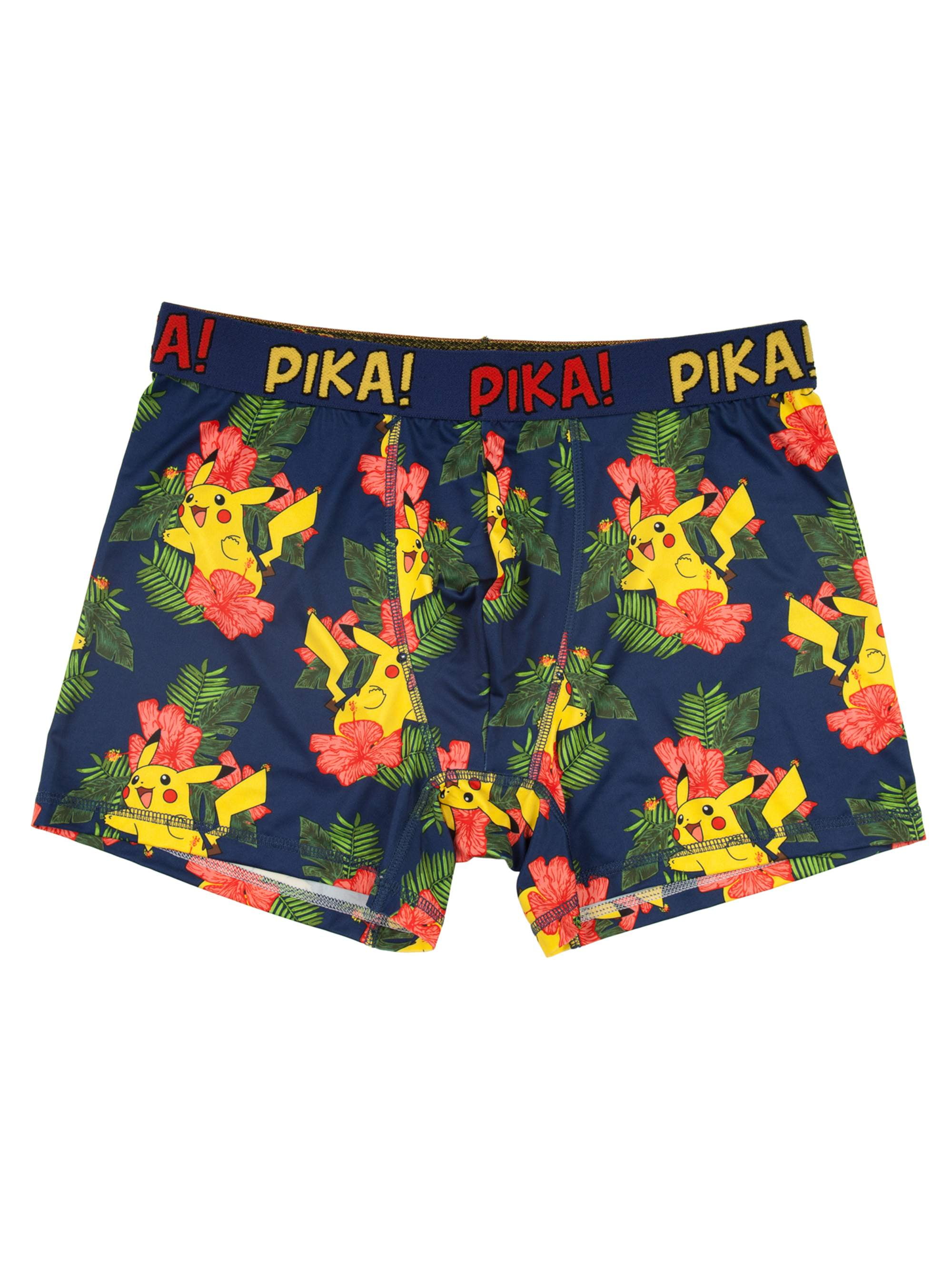 Men's All Over Print Pikachu and Hibiscus Poly Boxer Brief - Walmart.com