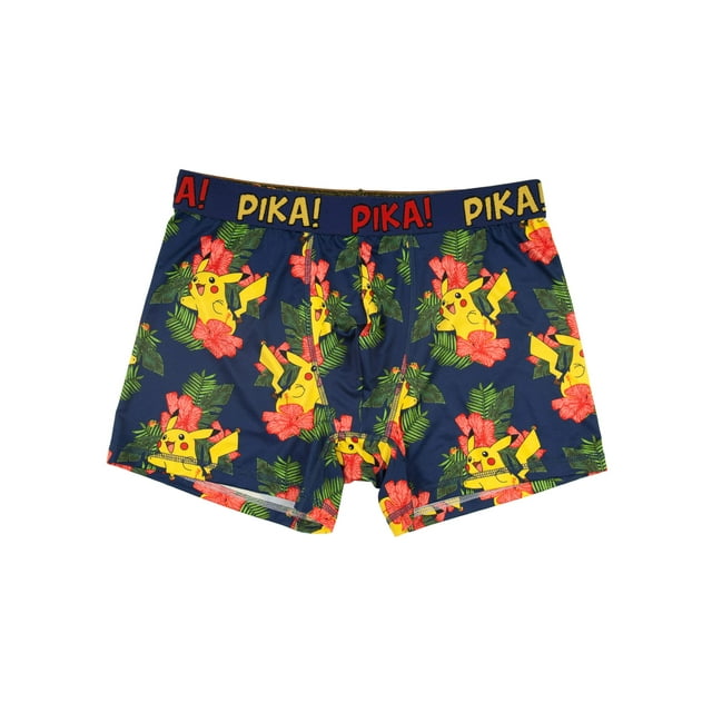 Men's All Over Print Pikachu and Hibiscus Poly Boxer Brief - Walmart.com