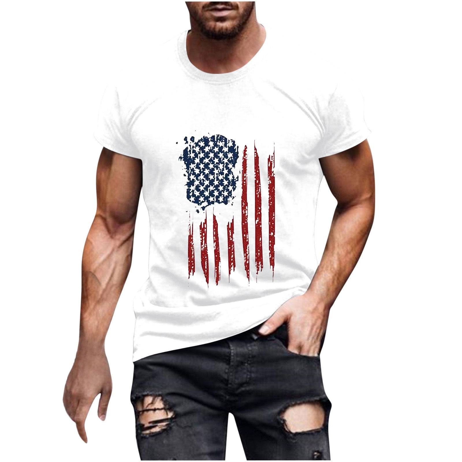 Men's American Flag Patriotic T-Shirts USA Flag 4th of July Shirts Soft Summer Short Sleeve for ...
