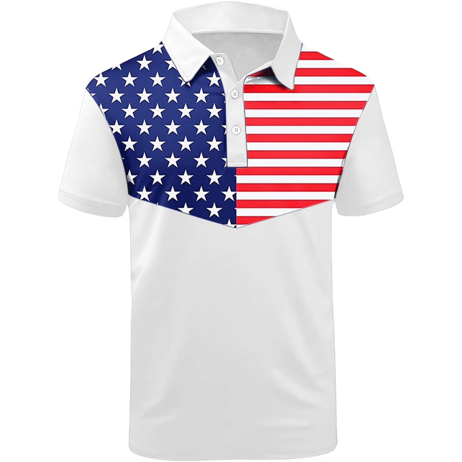 Men's American Flag Polo Shirt Turndown Collar Graphic Stretch Casual ...