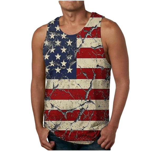 Men's American Flag Print Tank Top Independence Day Casual Sleeveless ...