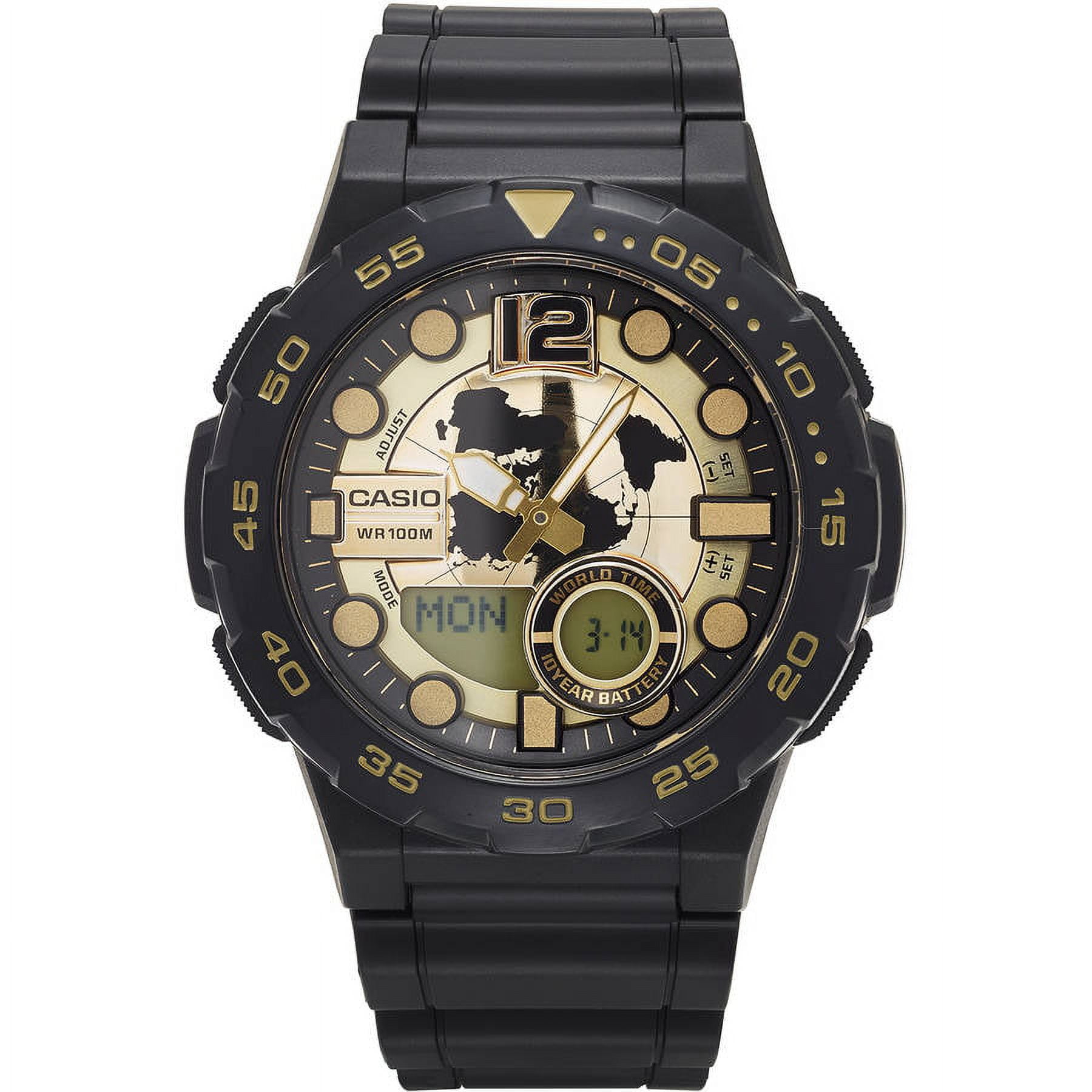 Men's Ana-Digi Dive Style Watch, Black/Gold, AEQ100BW-9AVCF - Walmart.com