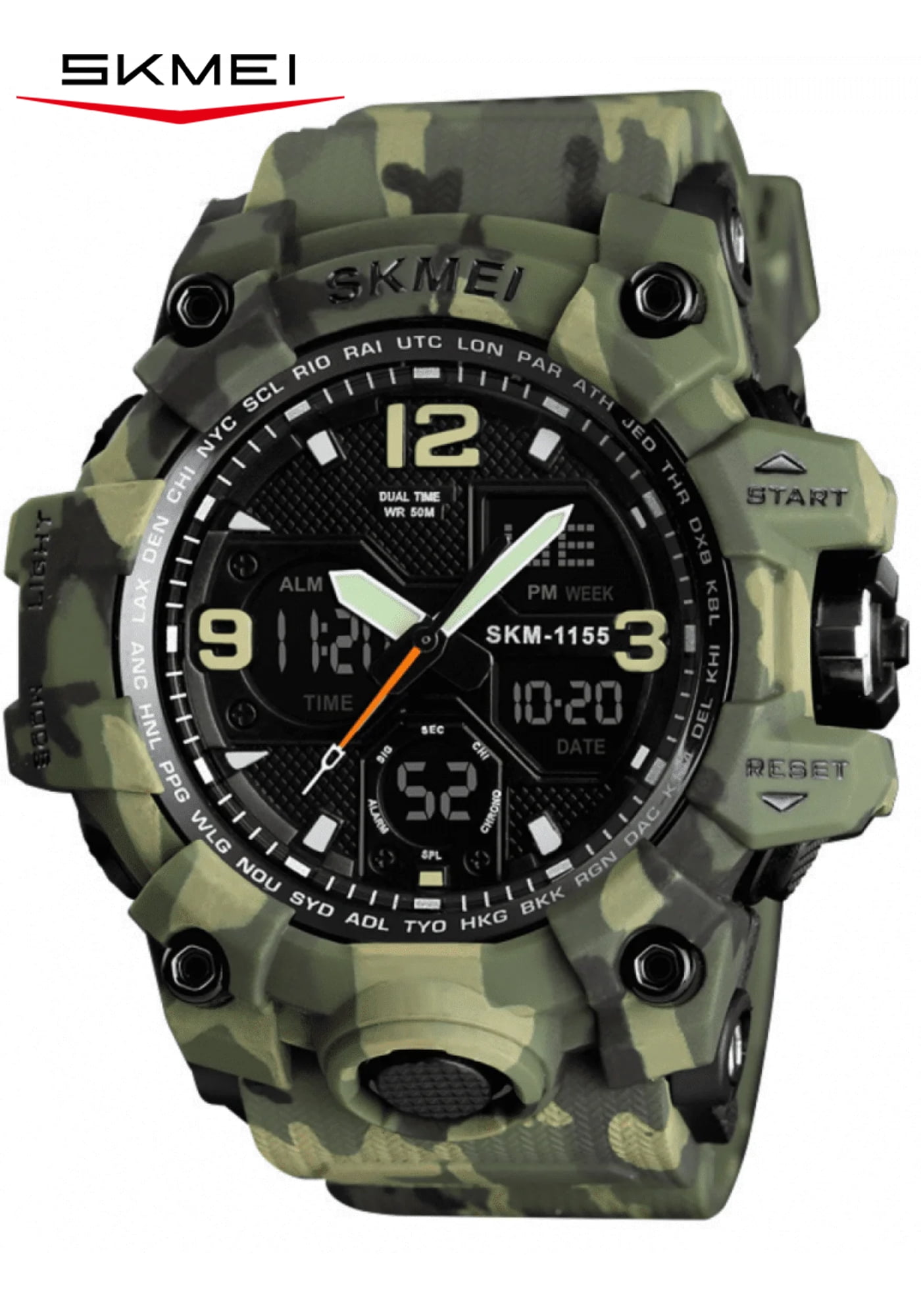 SKMEI Men's Analog Digital Waterproof Sports Watch, Large Dual Display ...