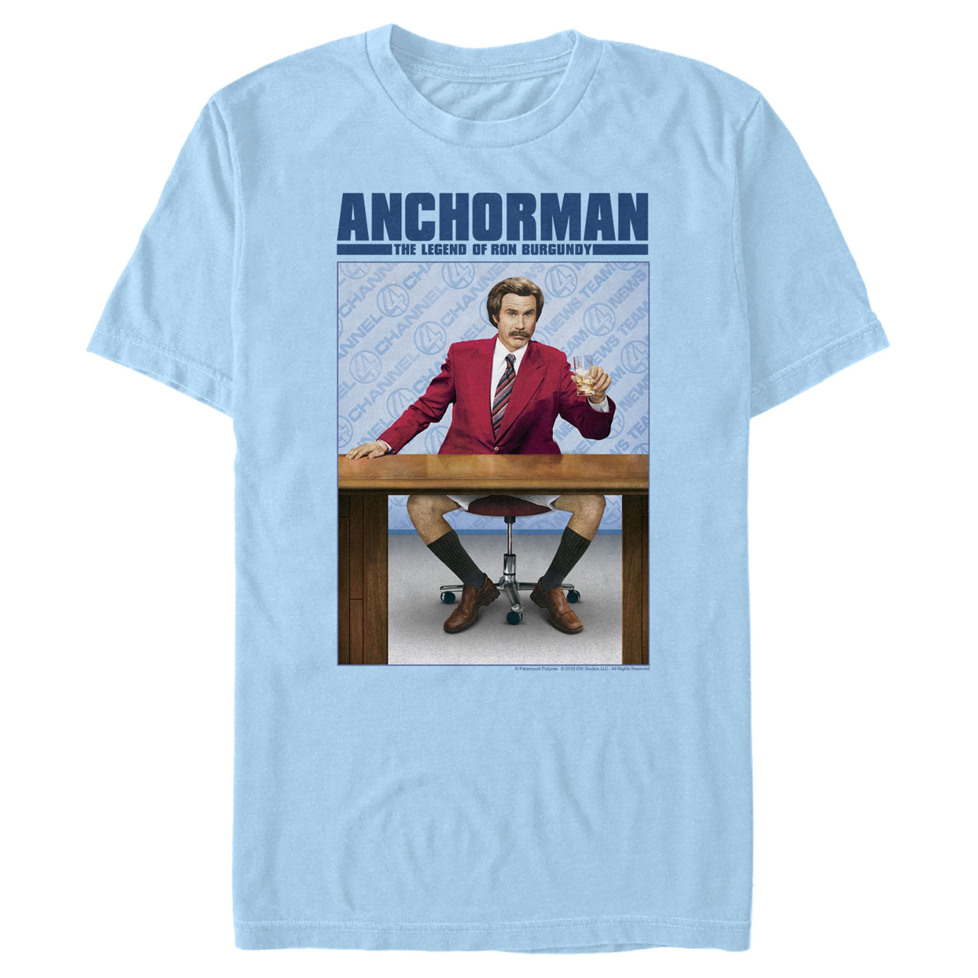 Men's Anchorman Ron Burgundy No Pants Graphic Tee Light Blue 3X Large ...
