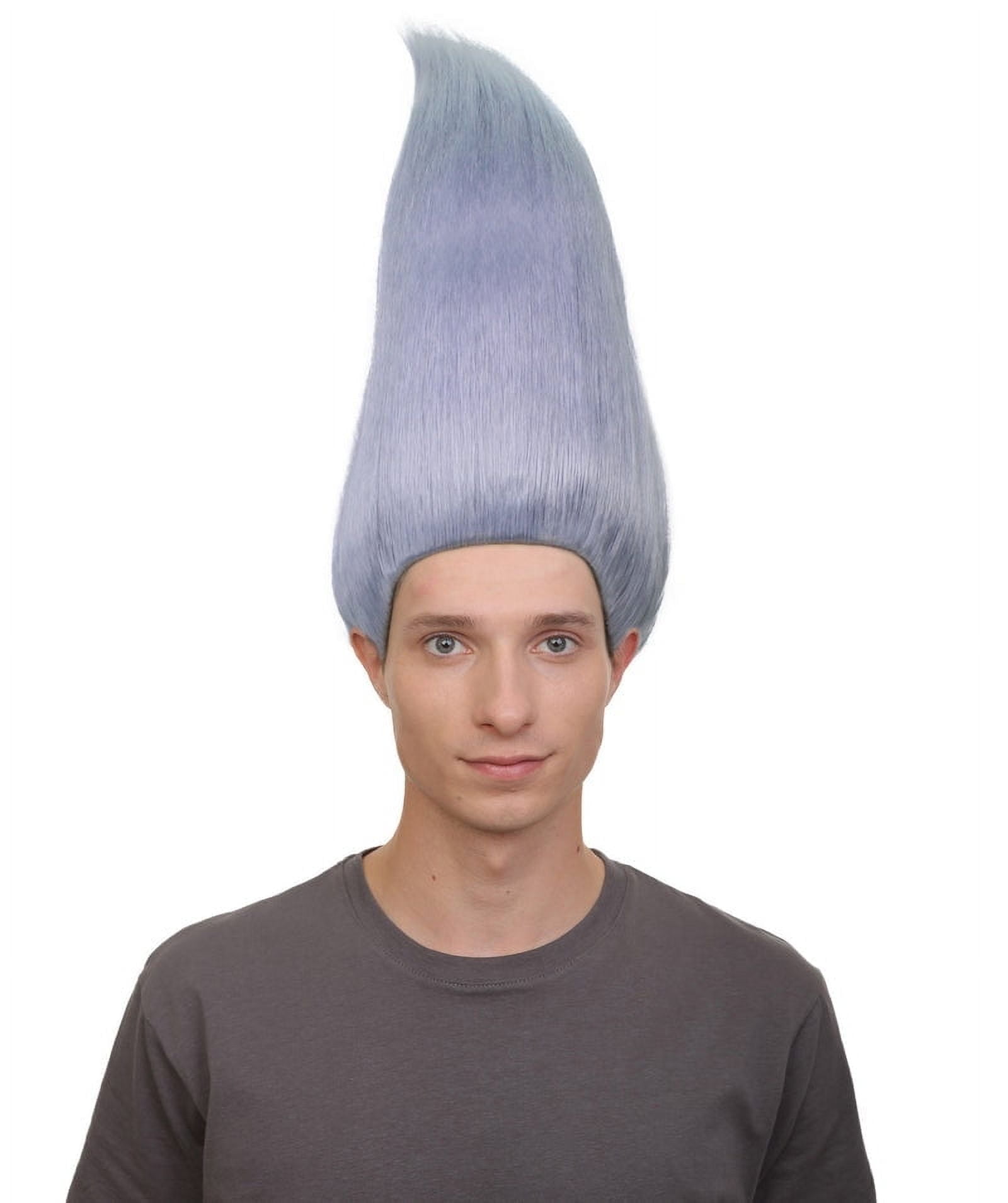 Men's Animated Silver & Grey Color Long-Length Troll Wig for Soft ...