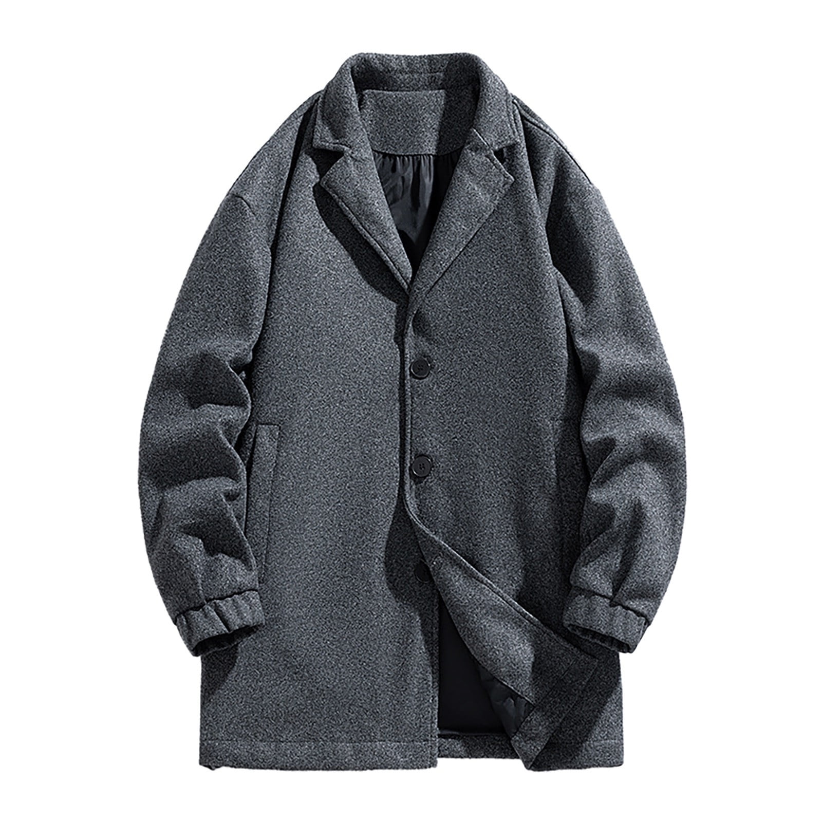 Men's Anoraks Super Fashion Trench British Style Solid Color Long Coat ...