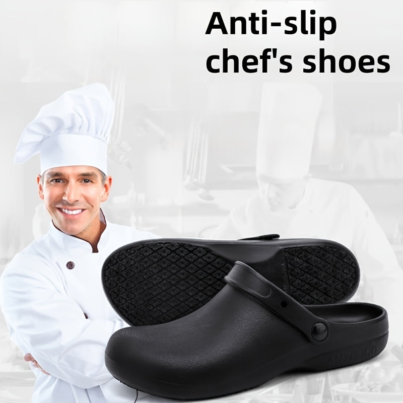 Men's Anti-Slip Chef Shoes - Slip-On Kitchen Work Shoes with Reinforced ...