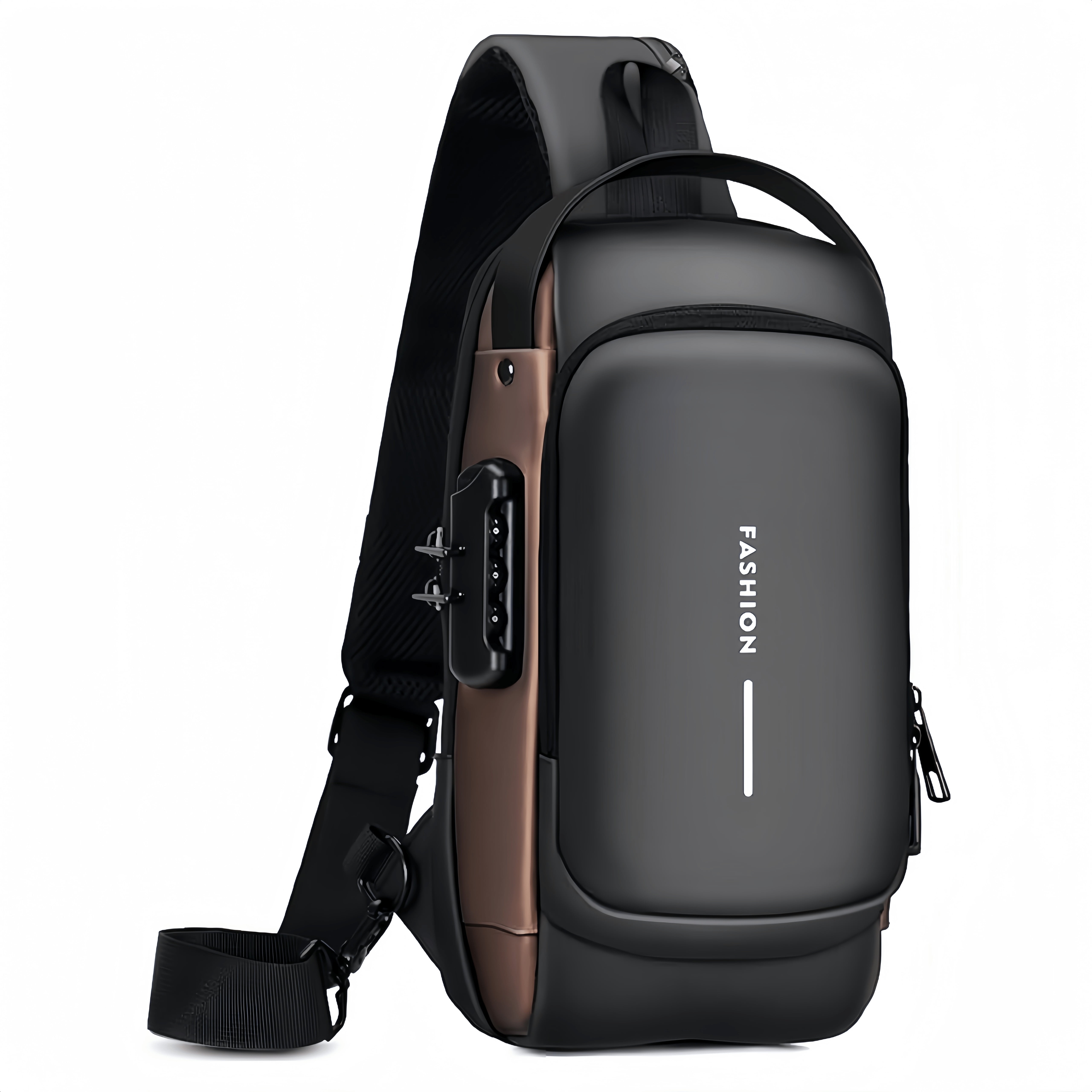 Men’s Anti-Theft Crossbody Sling Bag with Combination Lock – Secure ...