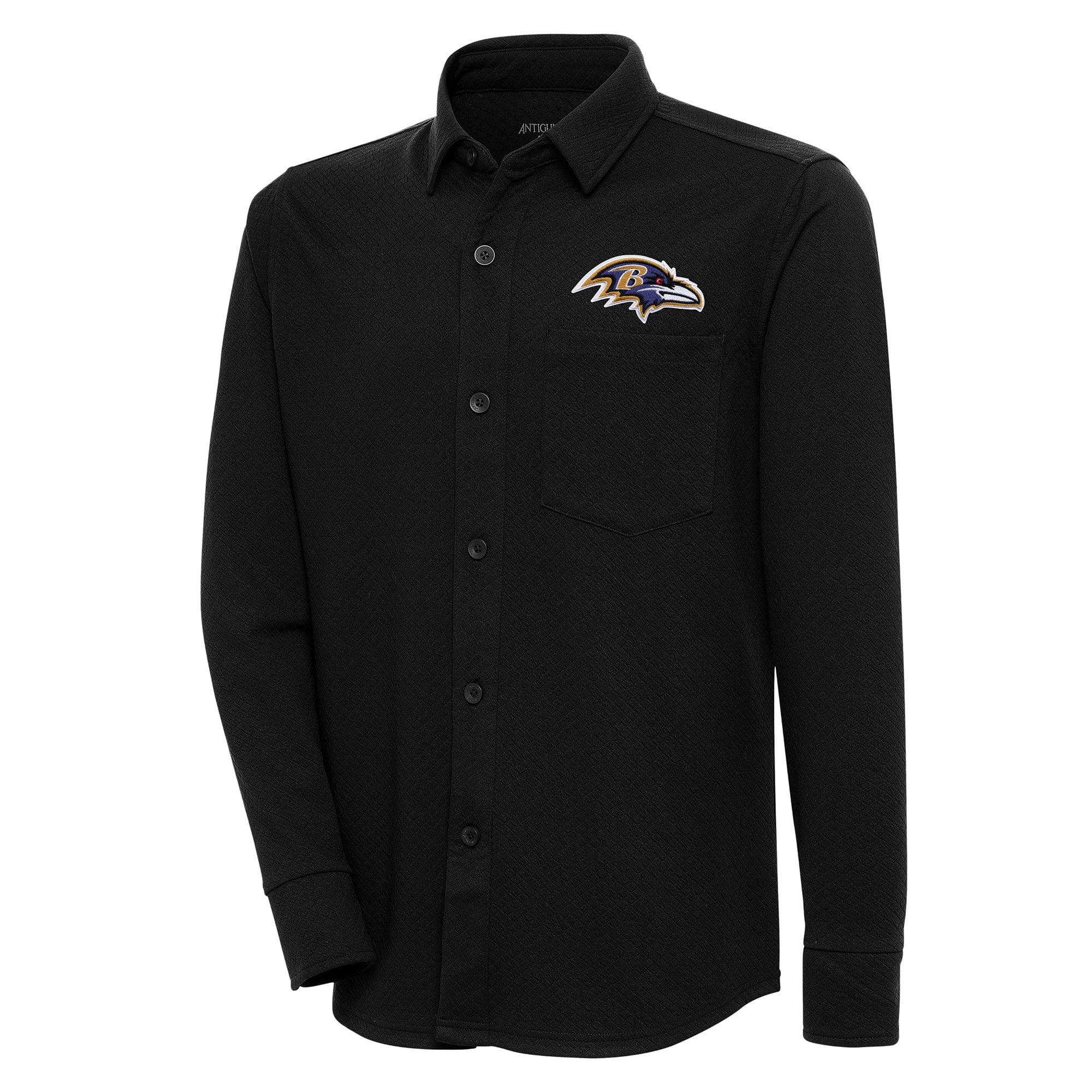 Men's Antigua Black Baltimore Ravens Streamer Button-Up Shacket ...