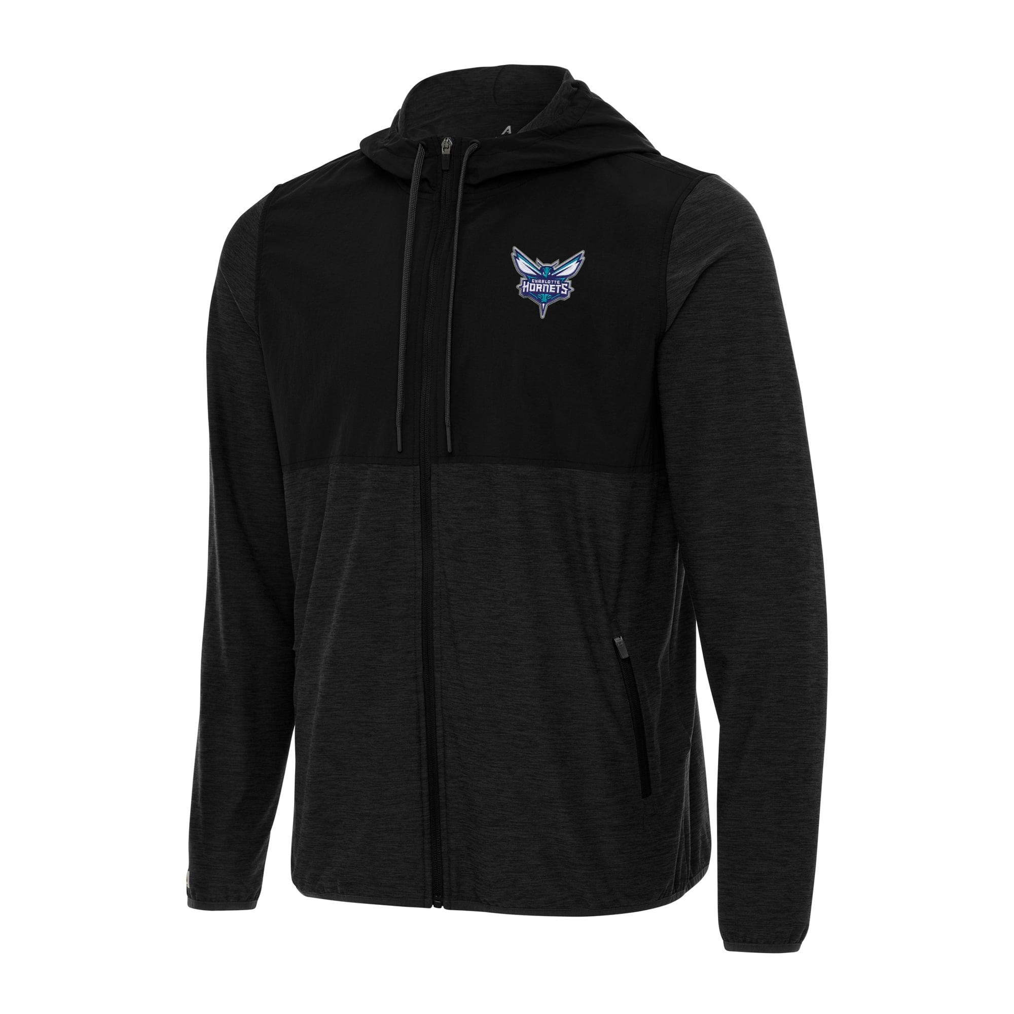 Men's Antigua Black Charlotte Hornets Sway Full-Zip Hoodie Jacket ...