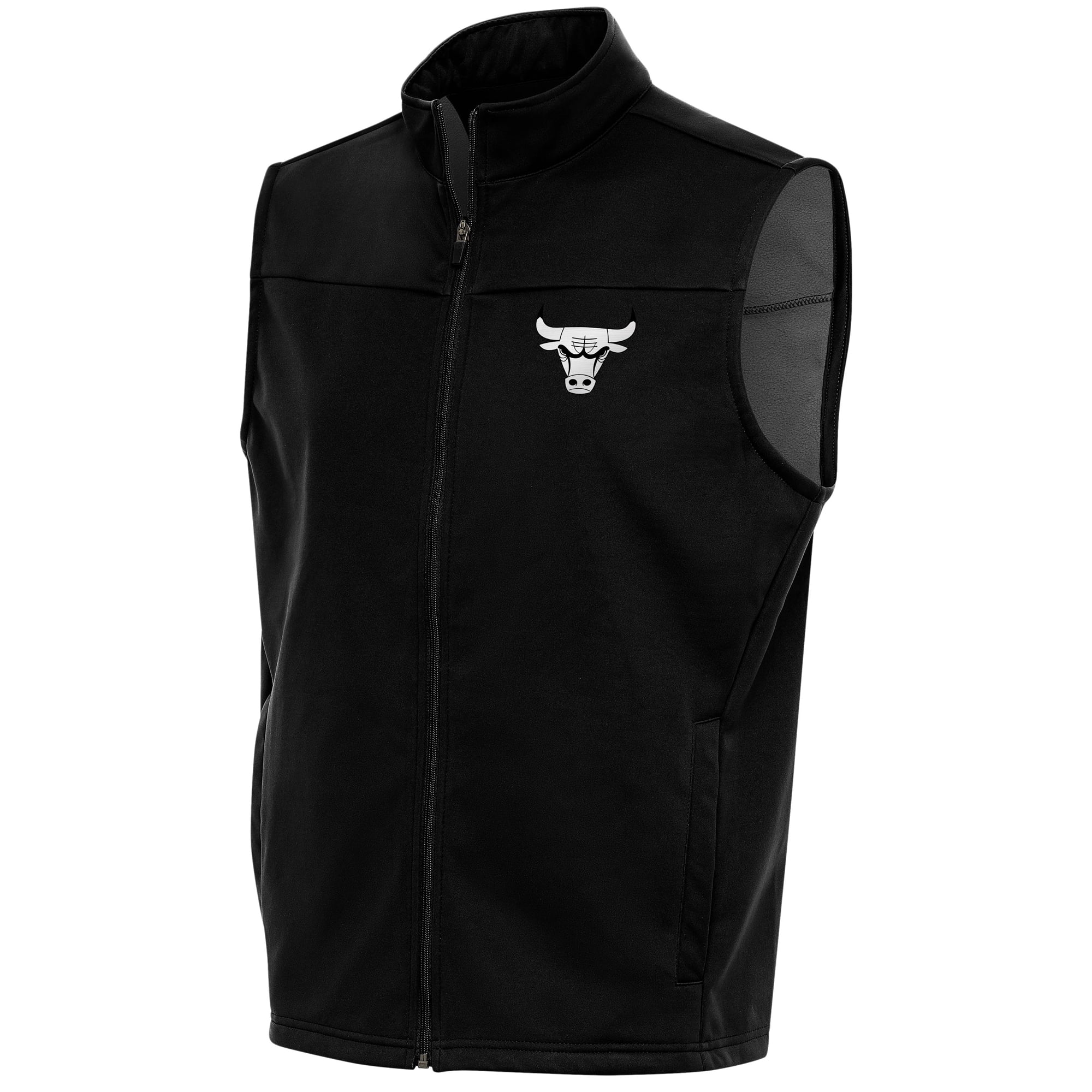 Men's Antigua Black Chicago Bulls Metallic Logo Links Full-Zip Golf ...