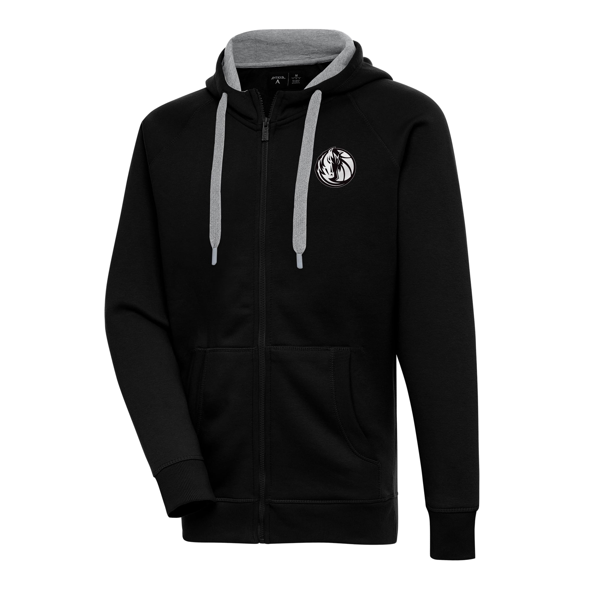 Men's Antigua Black Dallas Mavericks Metallic Logo Victory Raglan Full ...