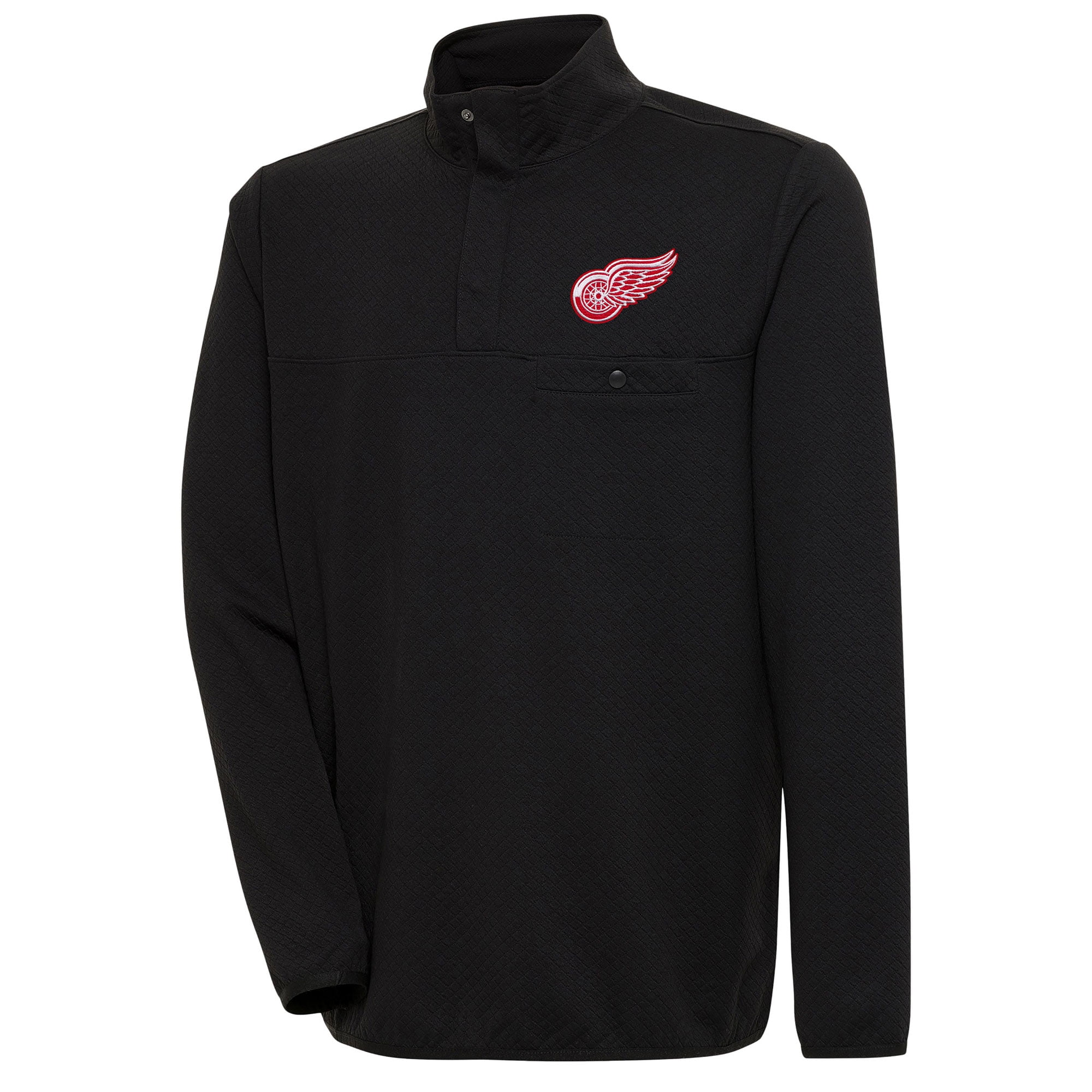 Men's Antigua Black Detroit Red Wings Streamer Quarter-Snap Pullover ...