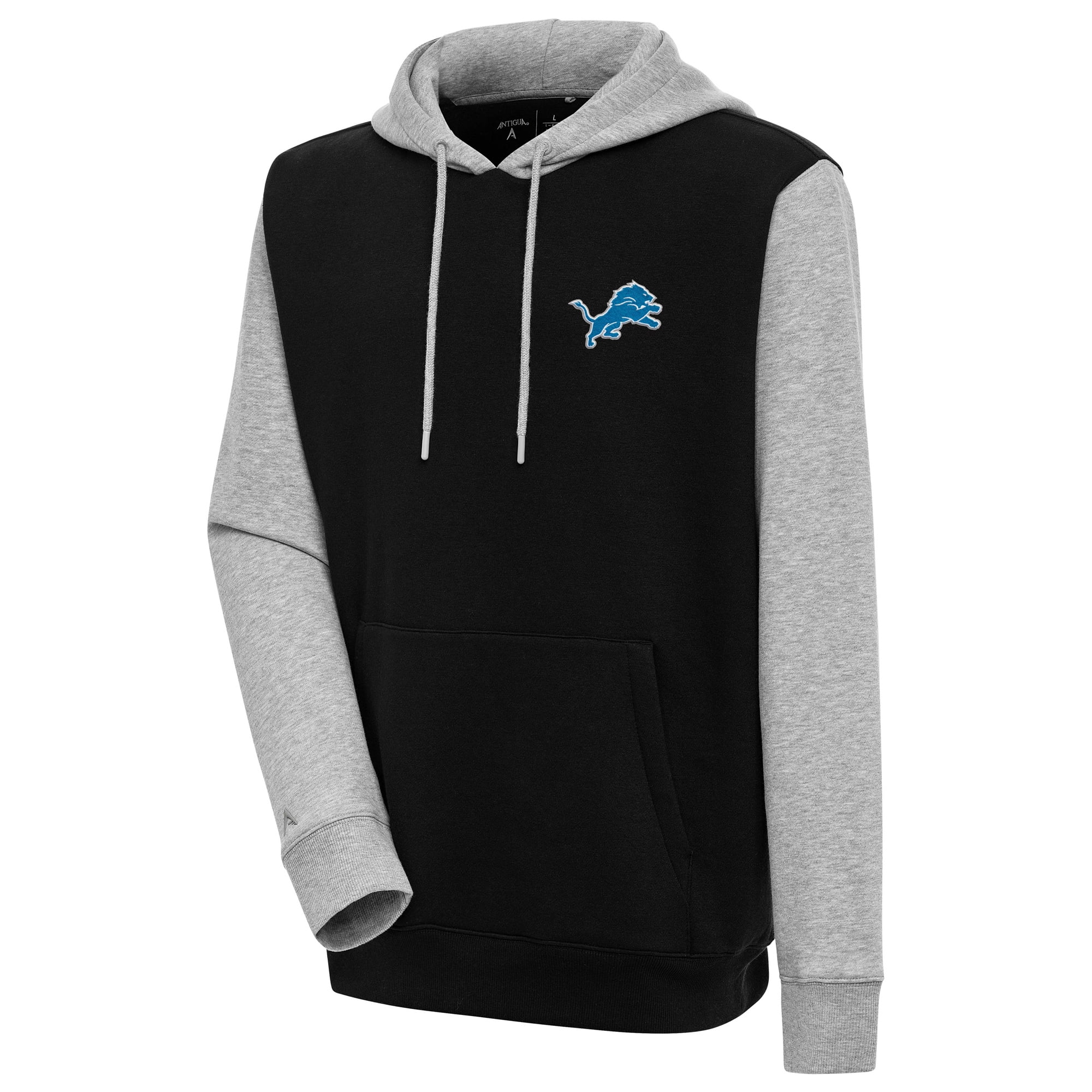 Men's Antigua Black/Heather Gray Detroit Lions Victory Colorblock ...