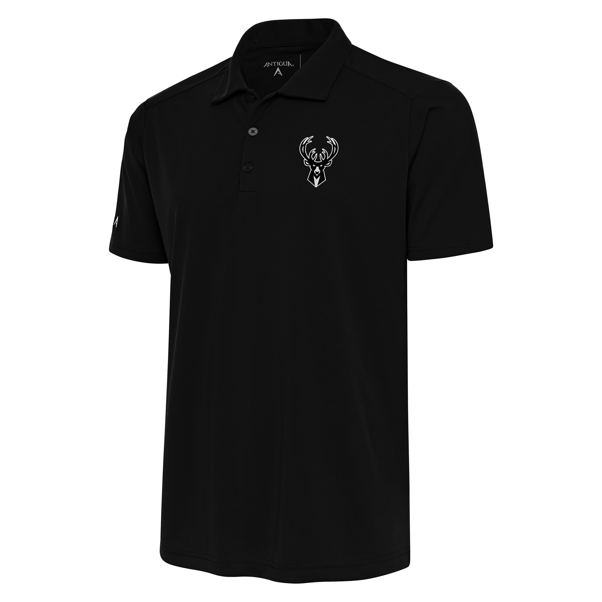Men's Antigua Black Milwaukee Bucks Metallic Logo Tribute Desert Dry ...
