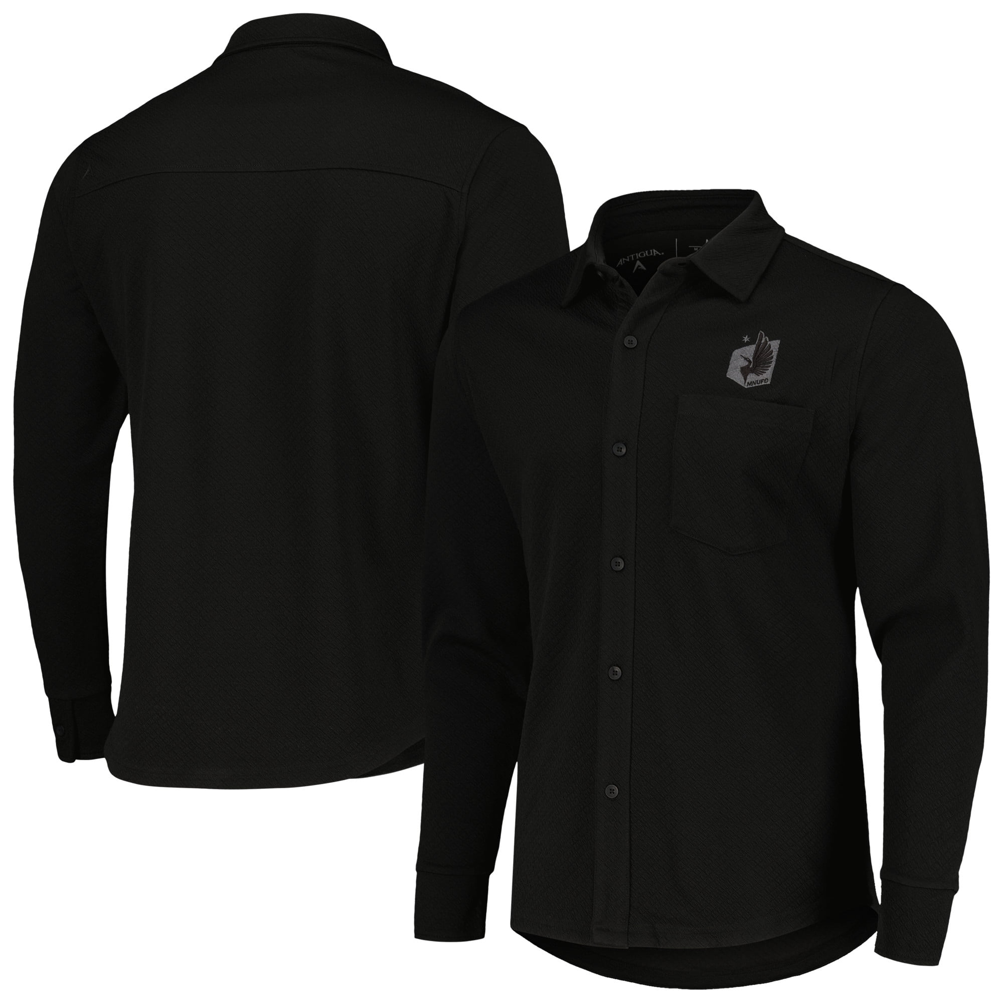 Men's Antigua Black Minnesota United FC Streamer Diamond Button-Up ...