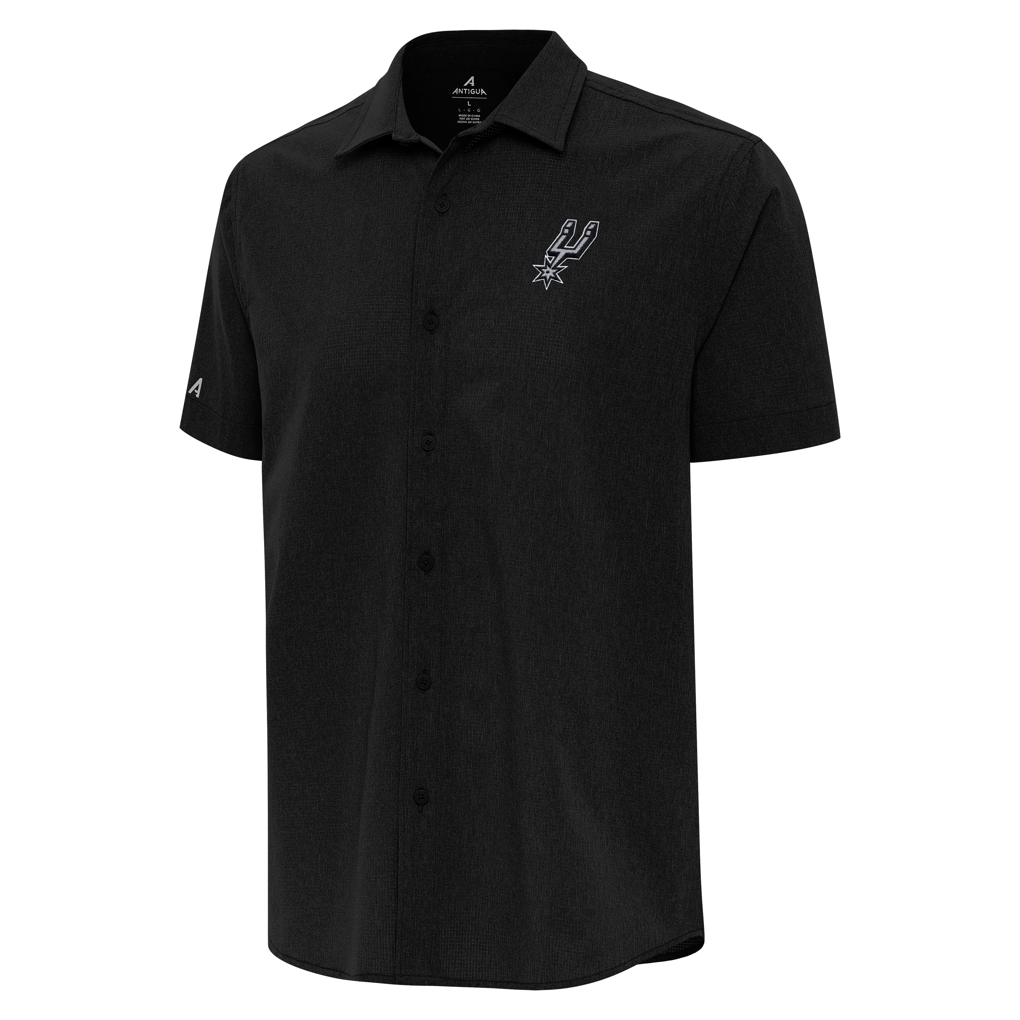 Men's Antigua Black San Antonio Spurs Activate Woven Short Sleeve ...