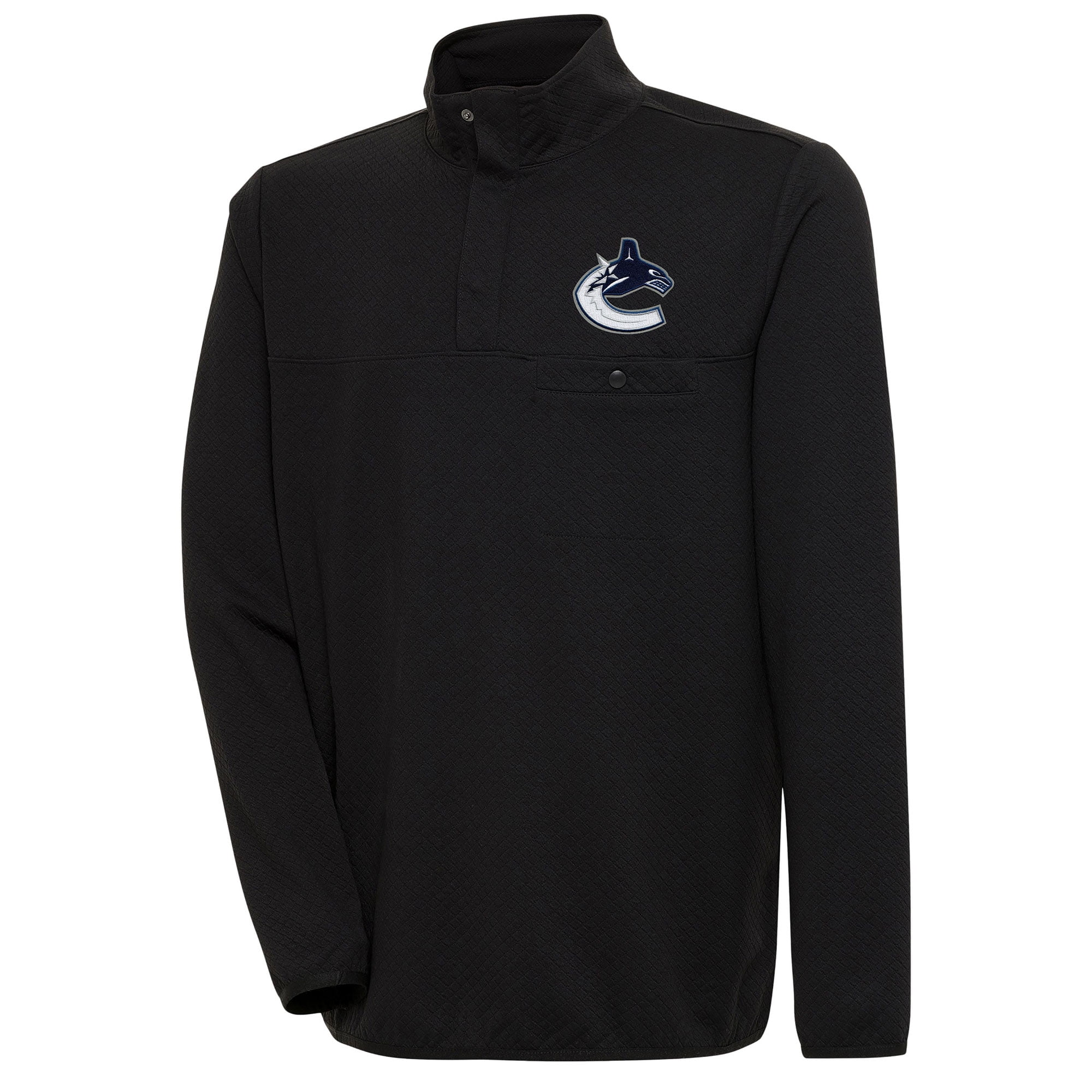 Men's Antigua Black Vancouver Canucks Streamer Quarter-Snap Pullover ...