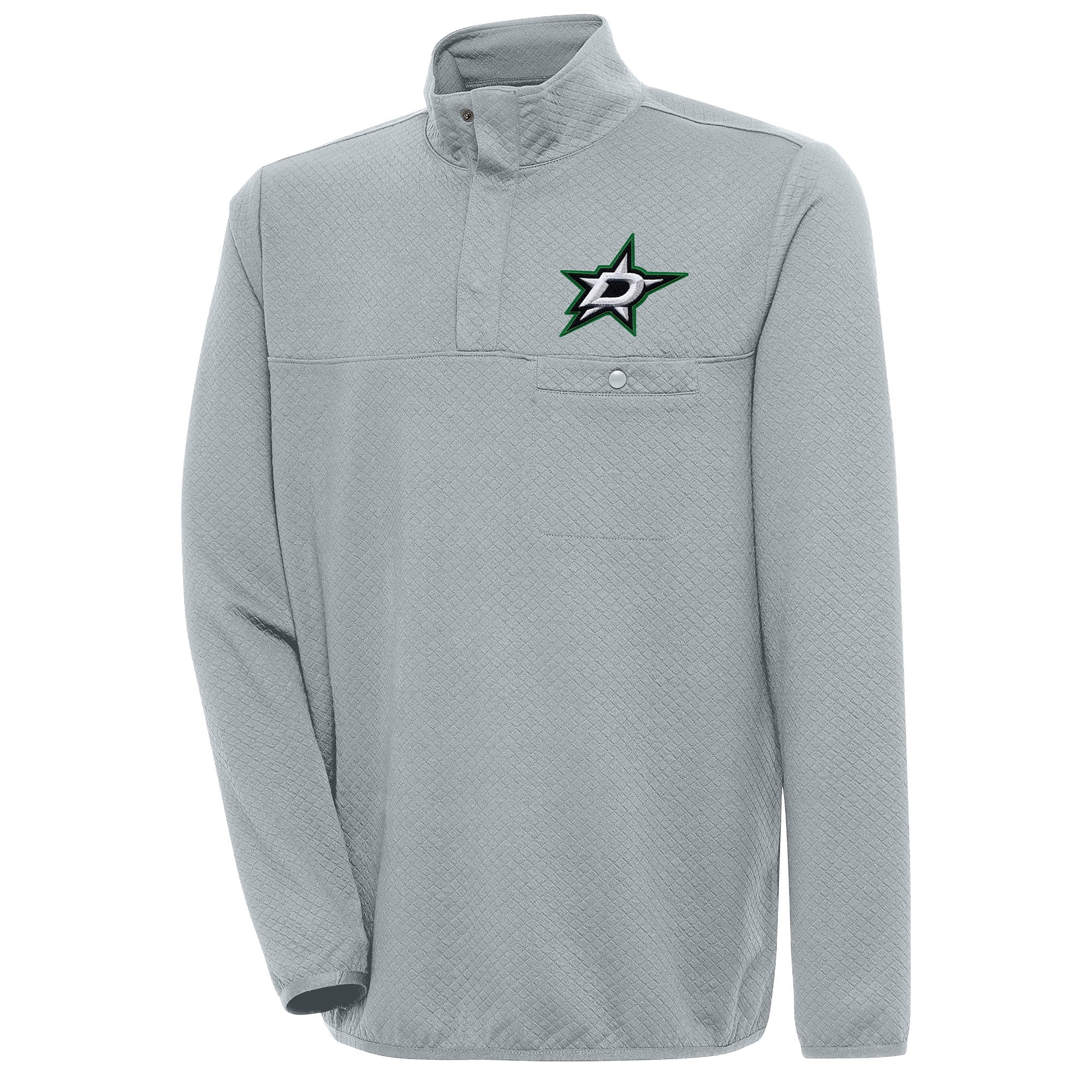 Men's Antigua Gray Dallas Stars Streamer Quarter-Snap Pullover Jacket ...