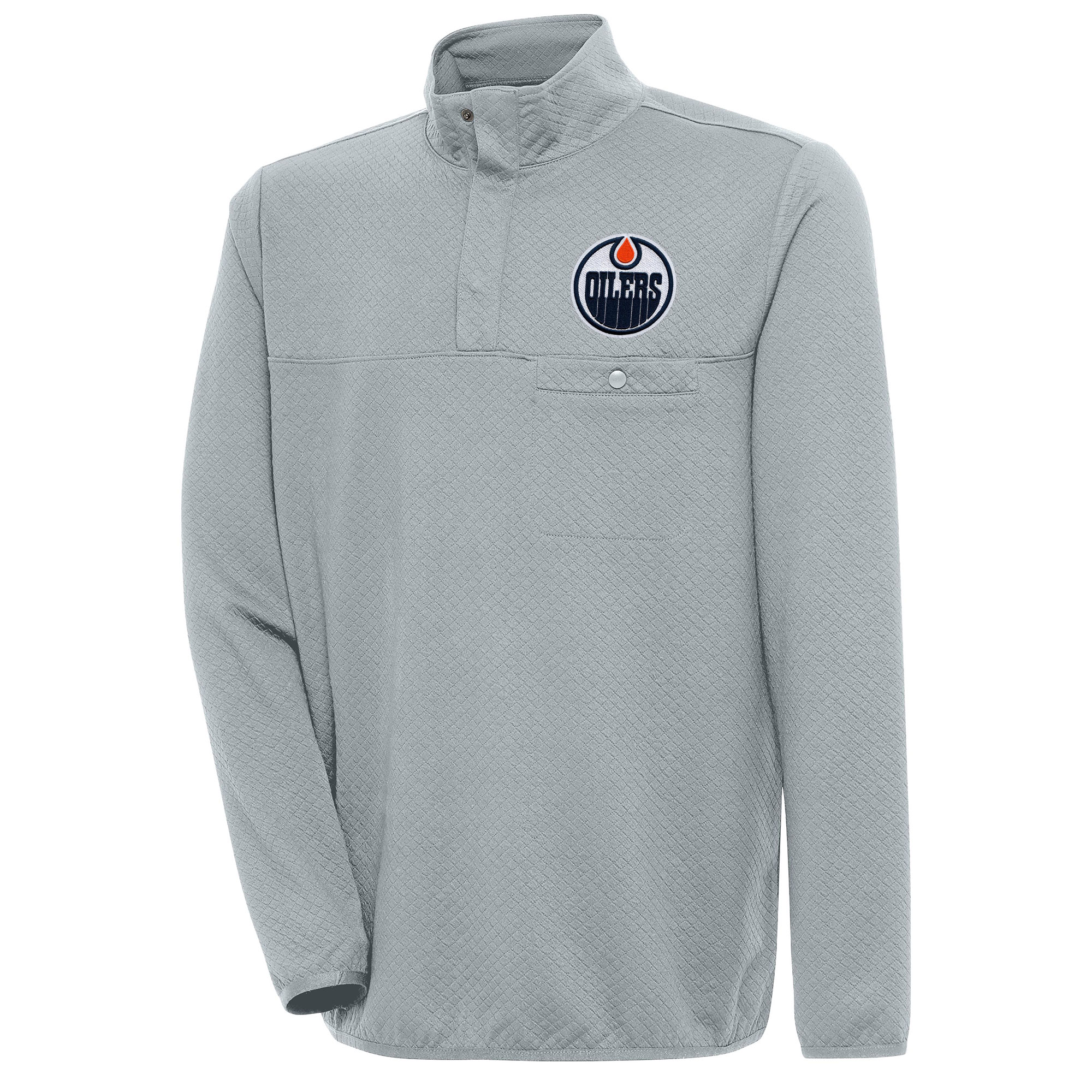 Men's Antigua Gray Edmonton Oilers Streamer Quarter-Snap Pullover ...