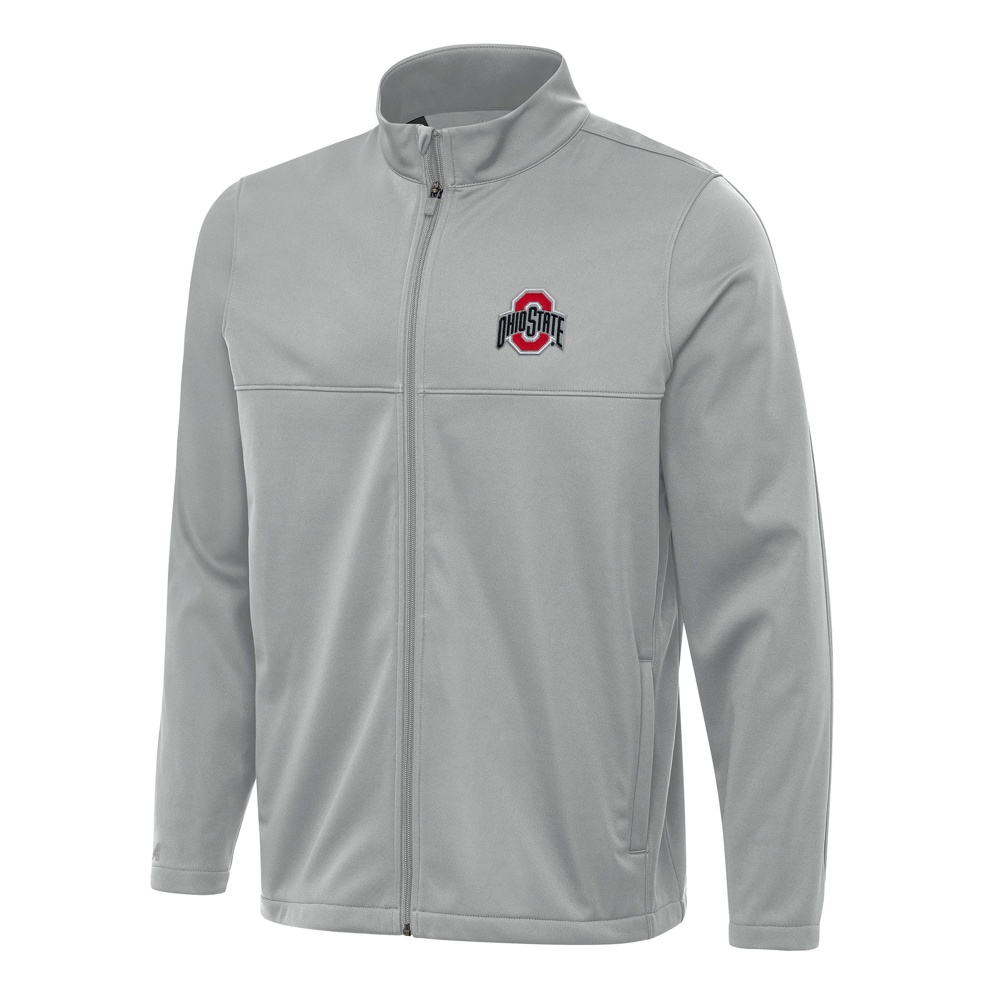 Men's Antigua Gray Ohio State Buckeyes Links 2 Full-Zip Golf Jacket ...