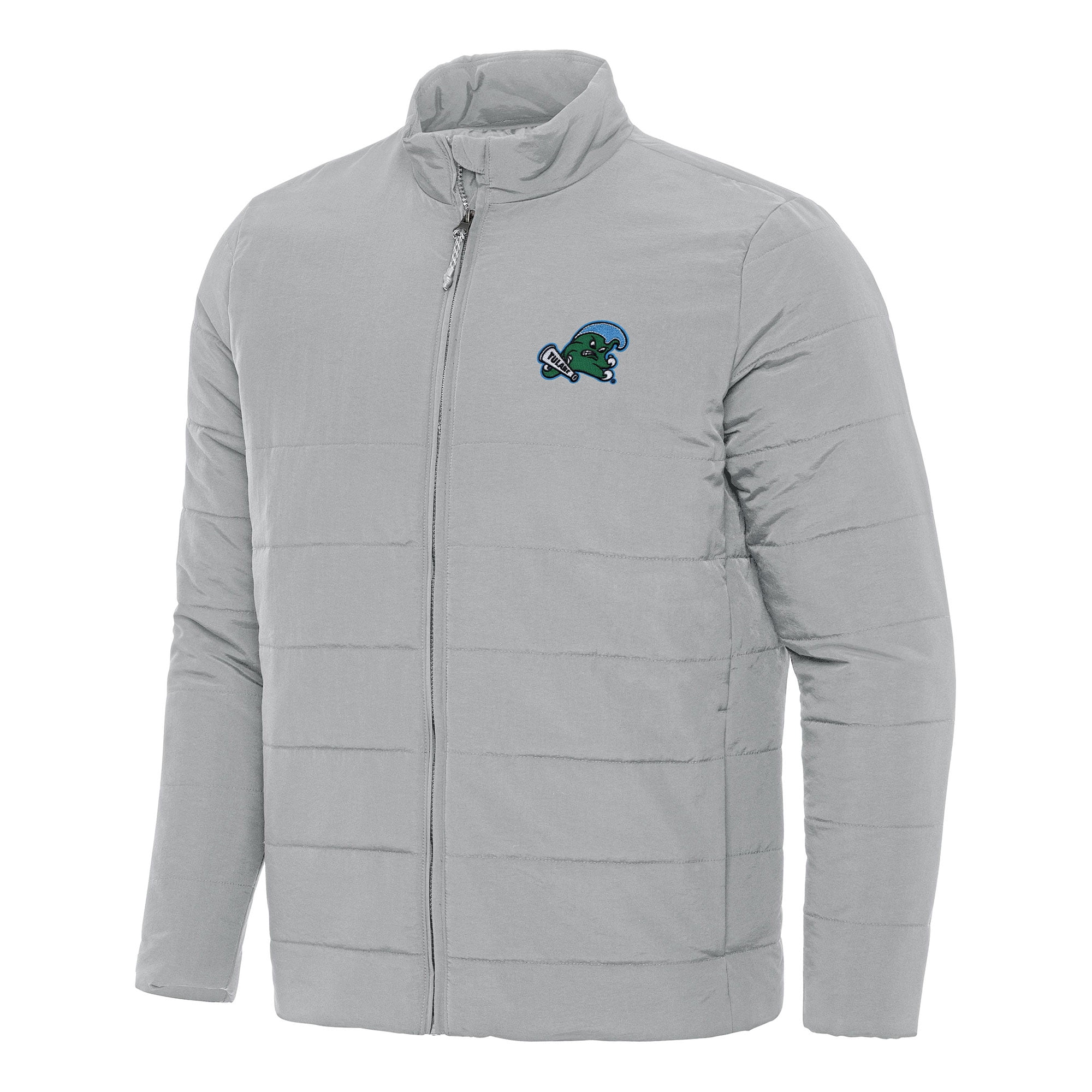 Men's Antigua Gray Tulane Green Wave Swelter Full-Zip Puffer Jacket ...