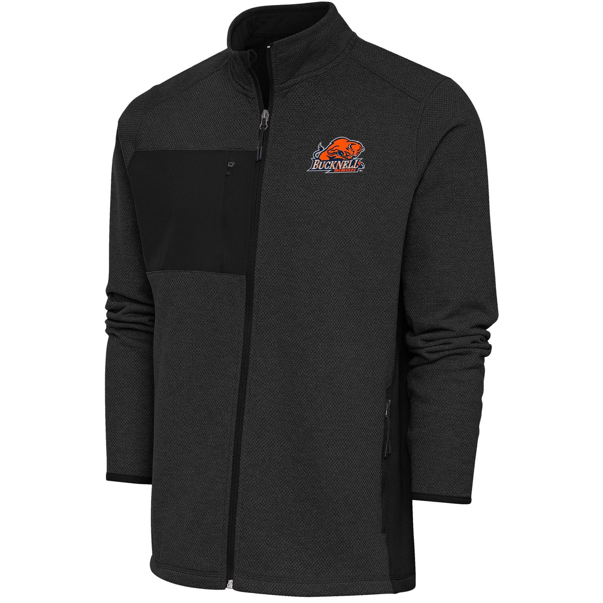Men's Antigua Heather Black Bucknell Bison Course Full-Zip Jacket ...