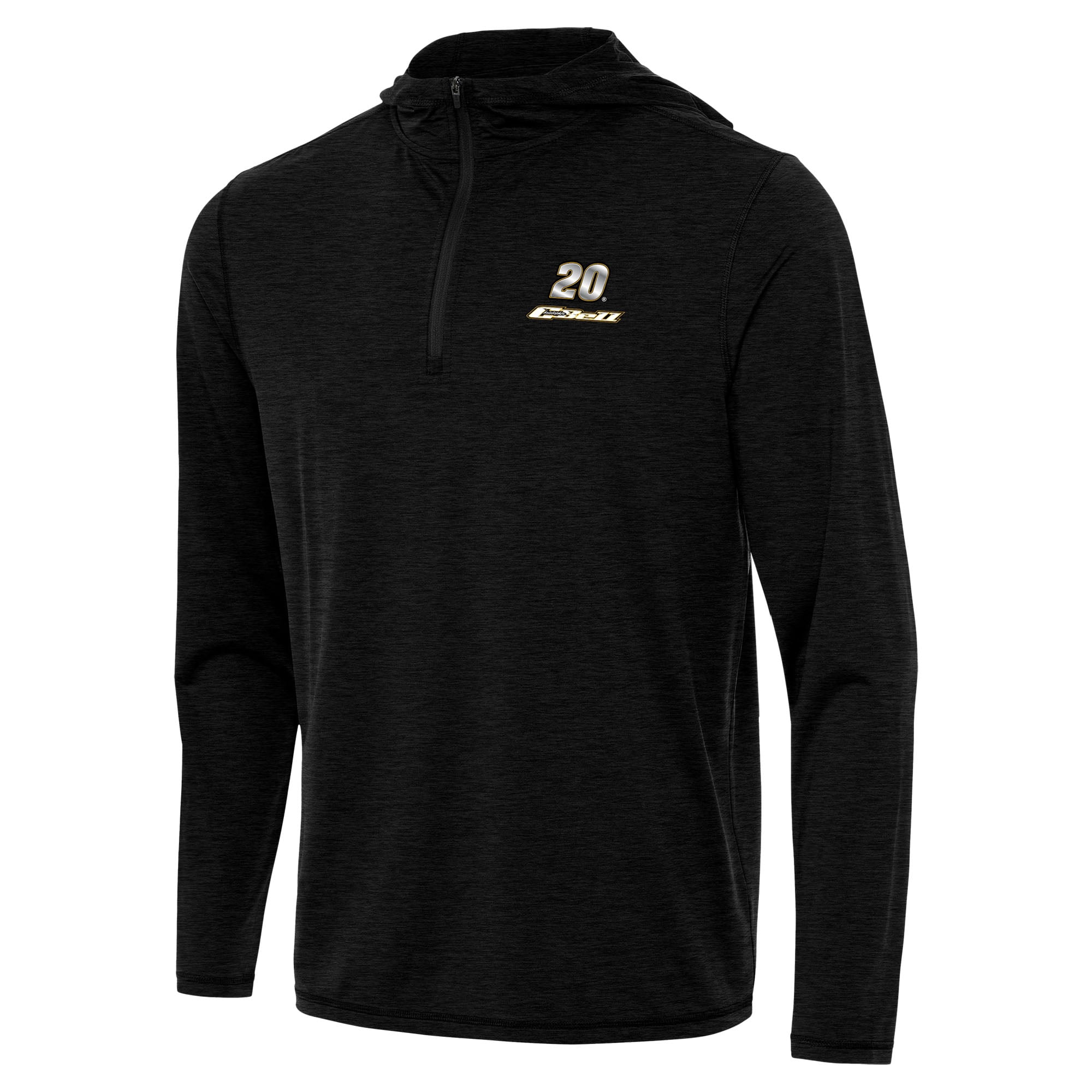Men's Antigua Heather Black Christopher Bell Tidy Quarter-Zip Hoodie ...