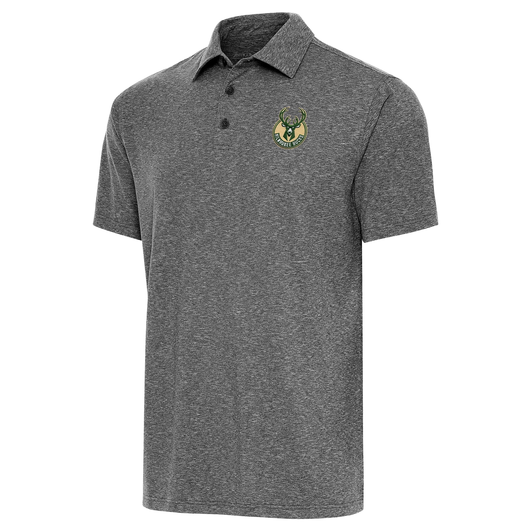 Men's Antigua Heather Black Milwaukee Bucks Par Polo - Walmart.com